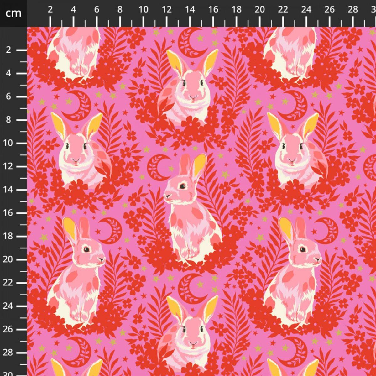 Tula Pink Besties Collection Hop To It Blossom Metallic Ink Fabric 0.5m ...