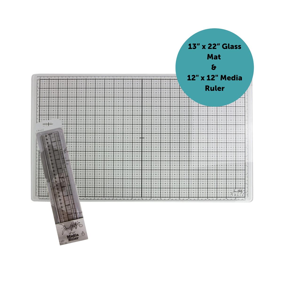 Tim Holtz Glass Studio Mat (White) - With Media Ruler | HobbyMaker