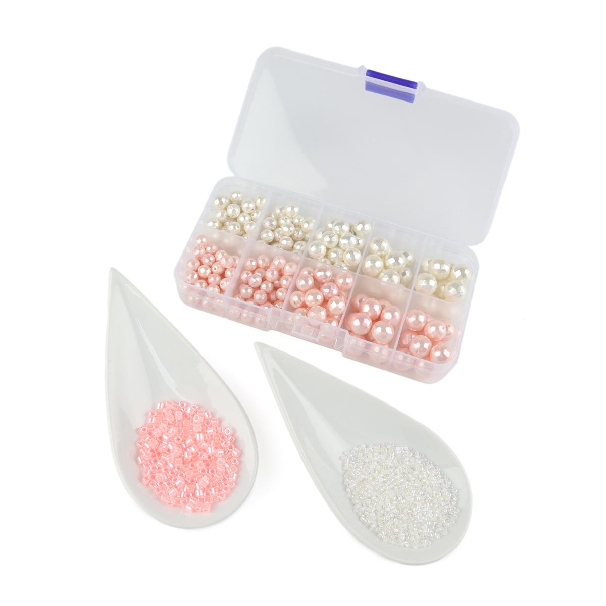 Ocean Depths -6mm, 8mm & 10mm White & Pink Faceted Shell Pearl, Box ...