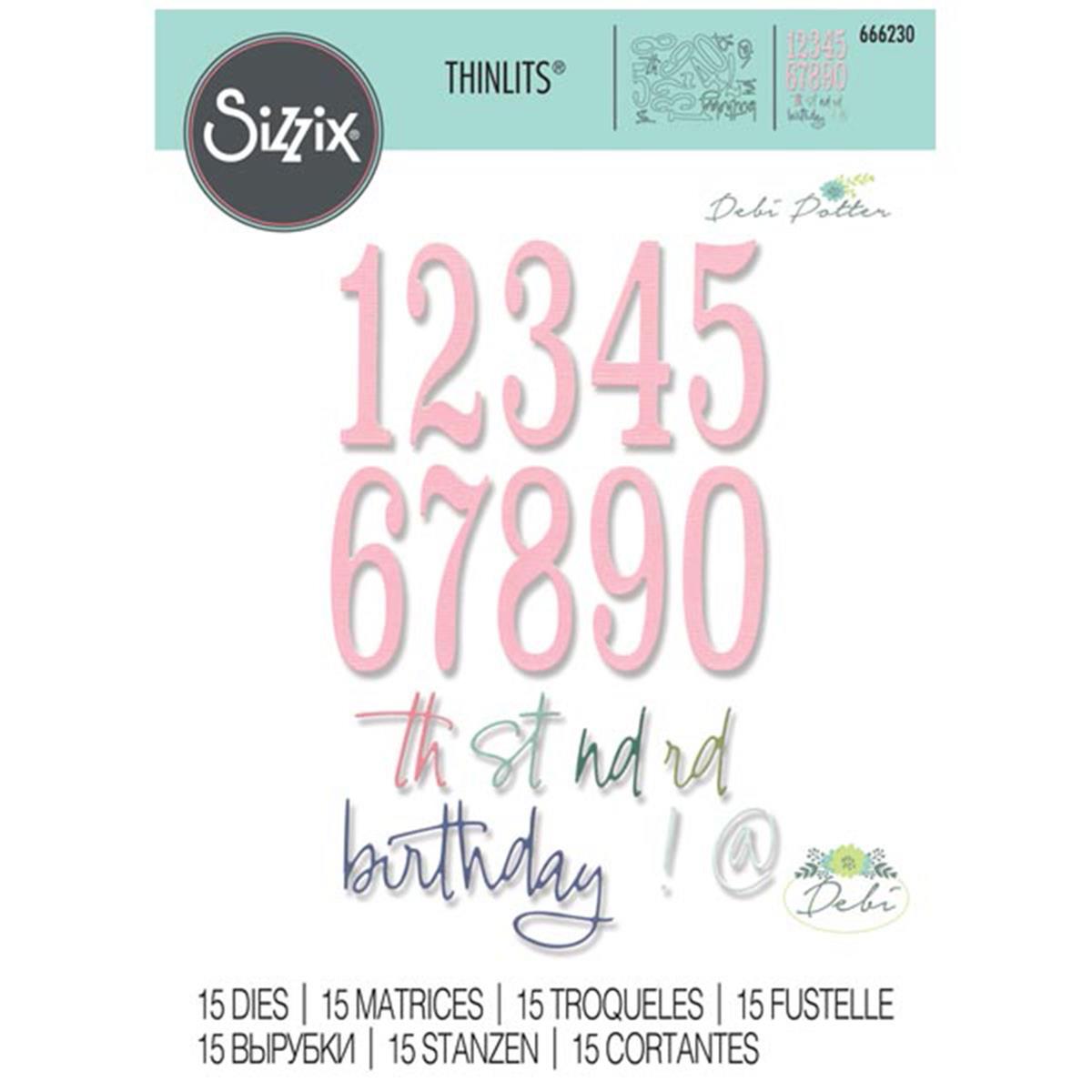 Sizzix® Thinlits® Die Set 15PK - Fabulous Birthday Numbers by Debi Potter | HobbyMaker