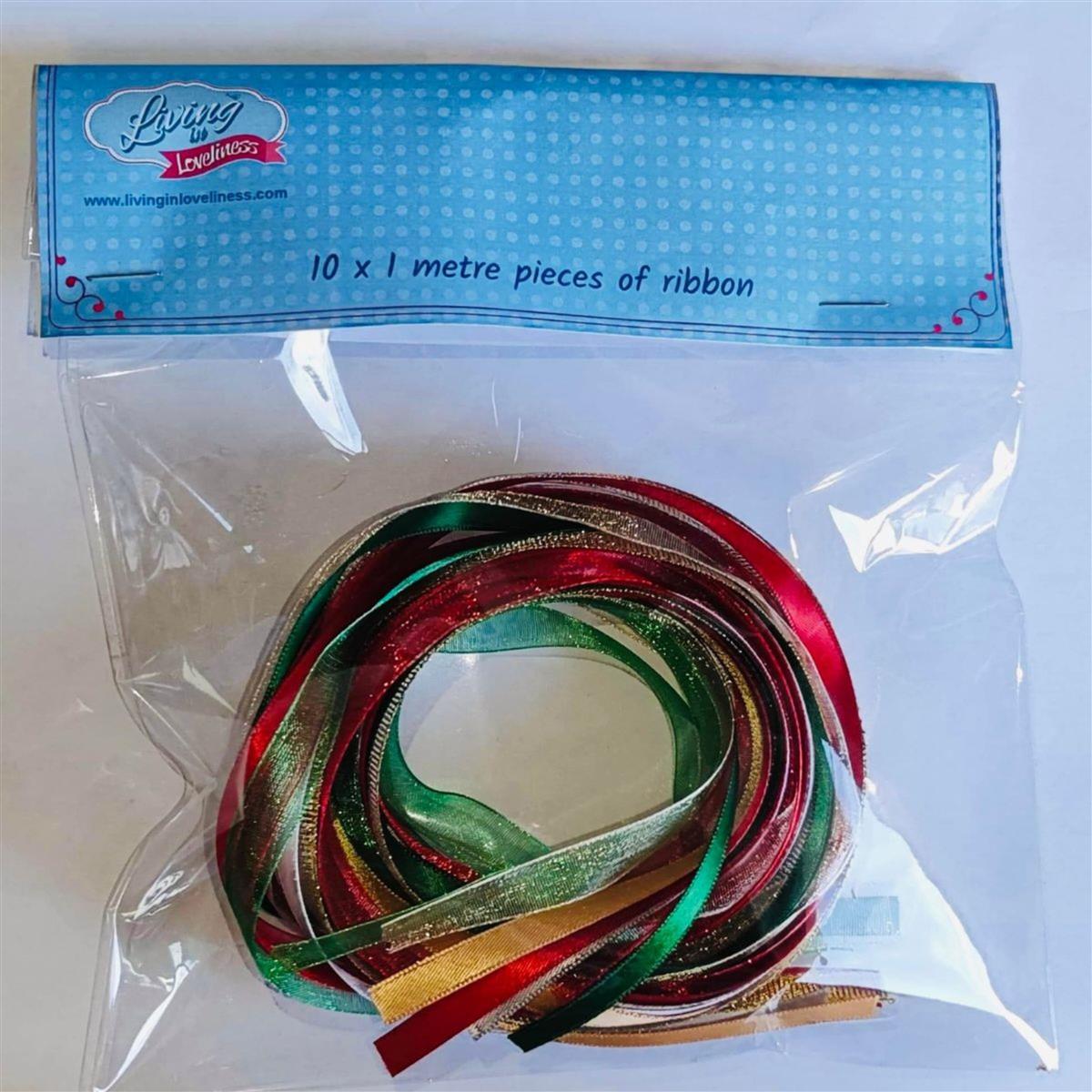 Living in Loveliness Christmas Inspired Ribbon Packs 10 x 1m Pieces ...