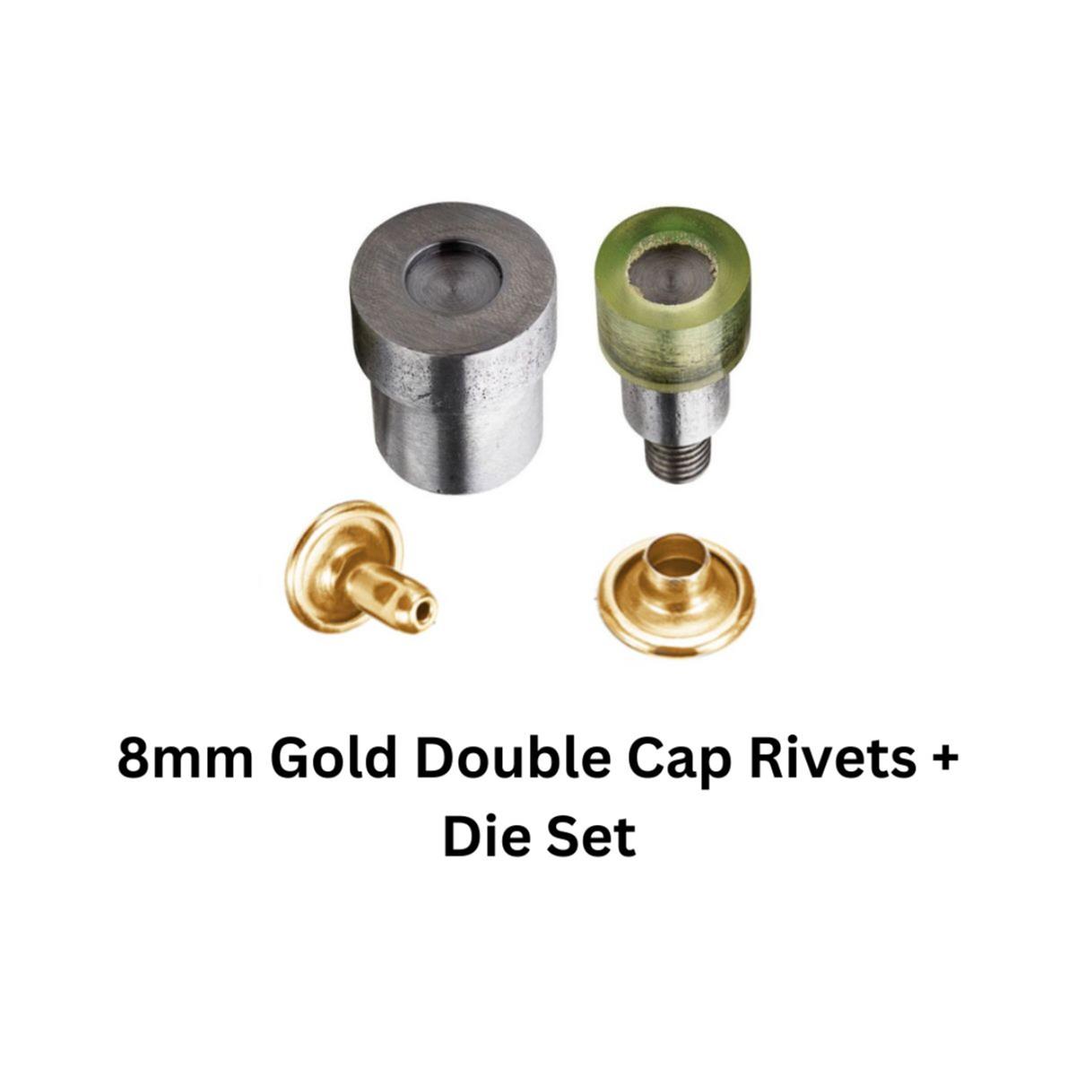 Green Machine Double Cap Rivet & Die Gold Finish Starter Set (100 x 8mm ...