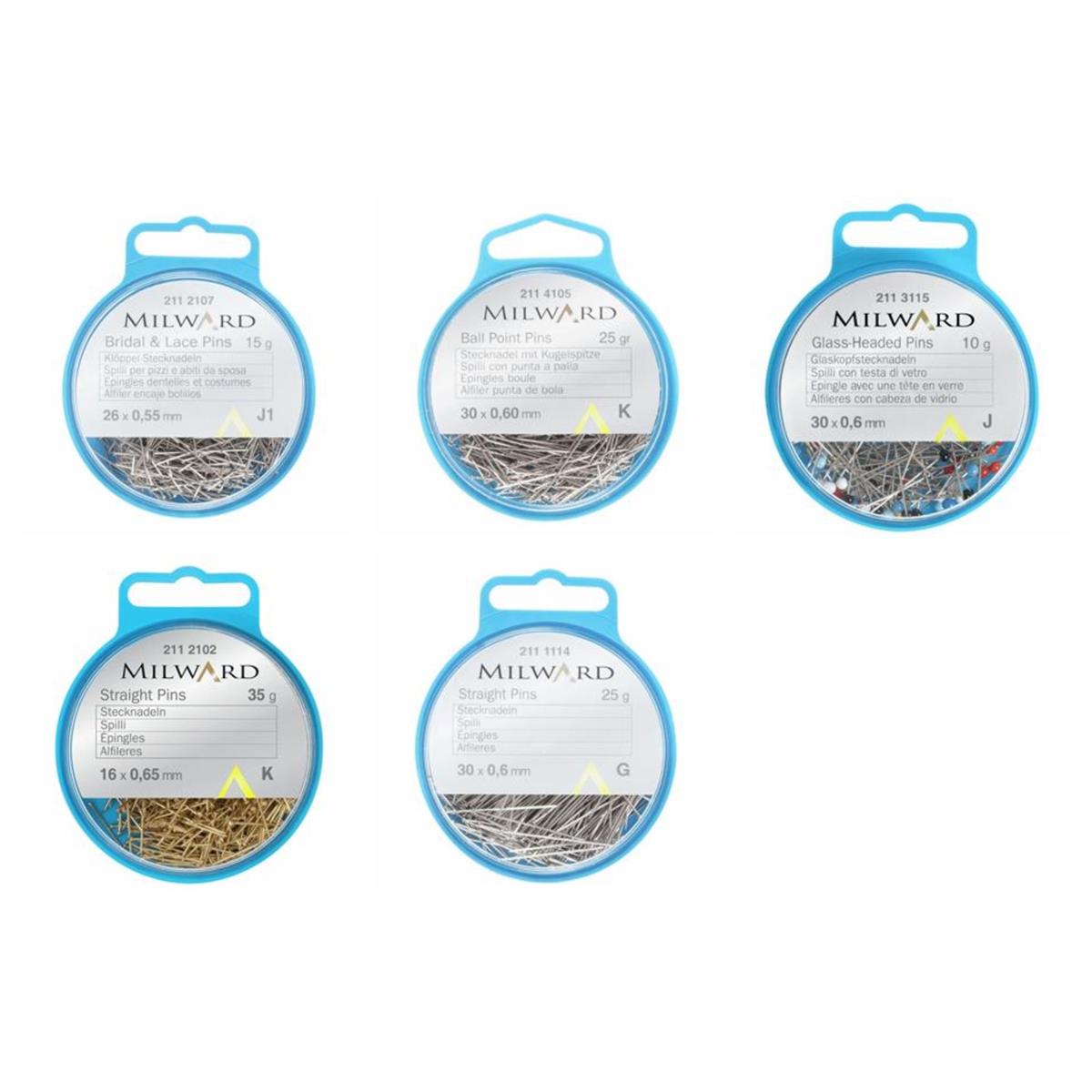 Milward Pins 5 Pack Bundle: Bridal & Lace, Ballpoint, Dressmaking ...