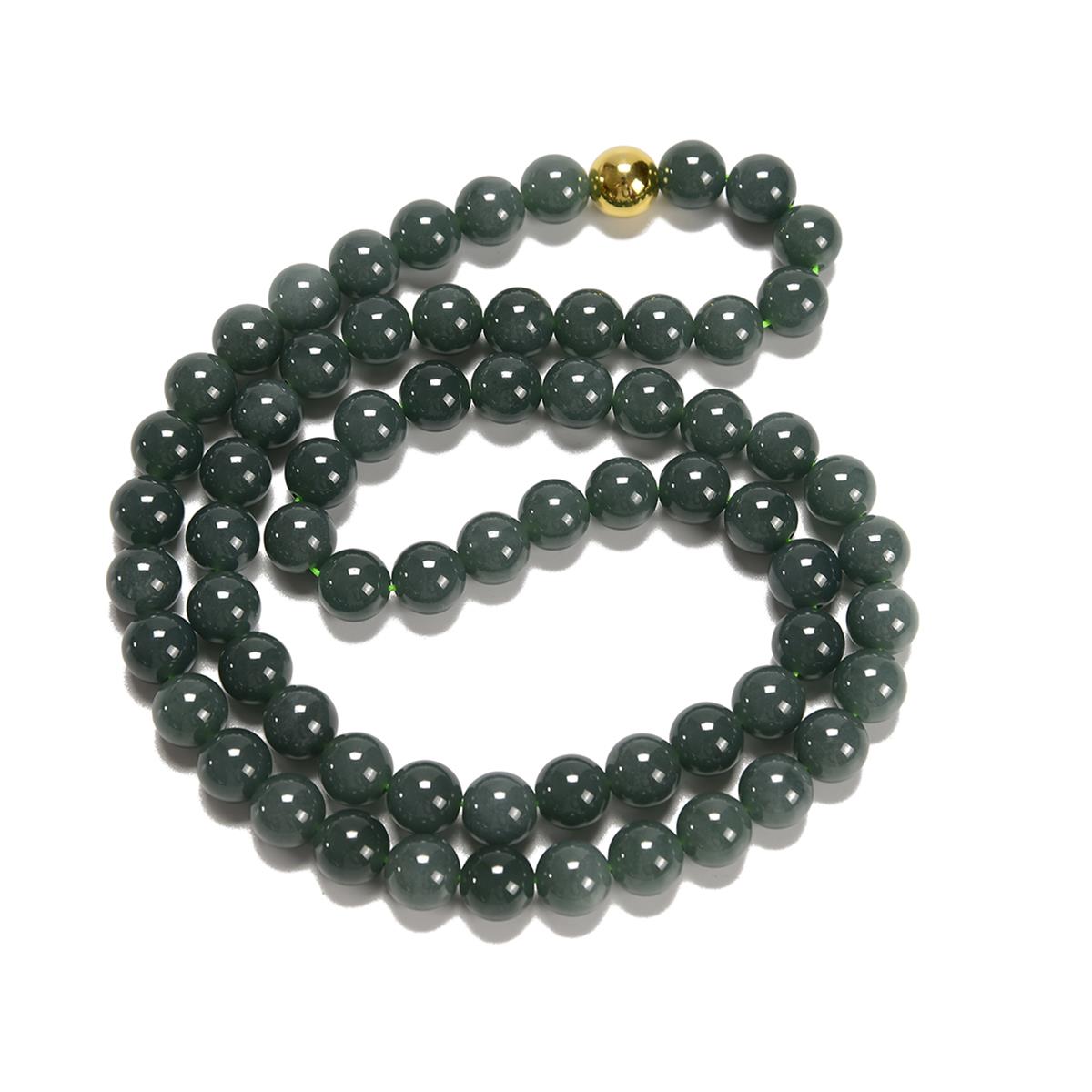 520cts Type A Olmec Blue Jadeite Plain Rounds Necklace Approx 9mm, 68 ...