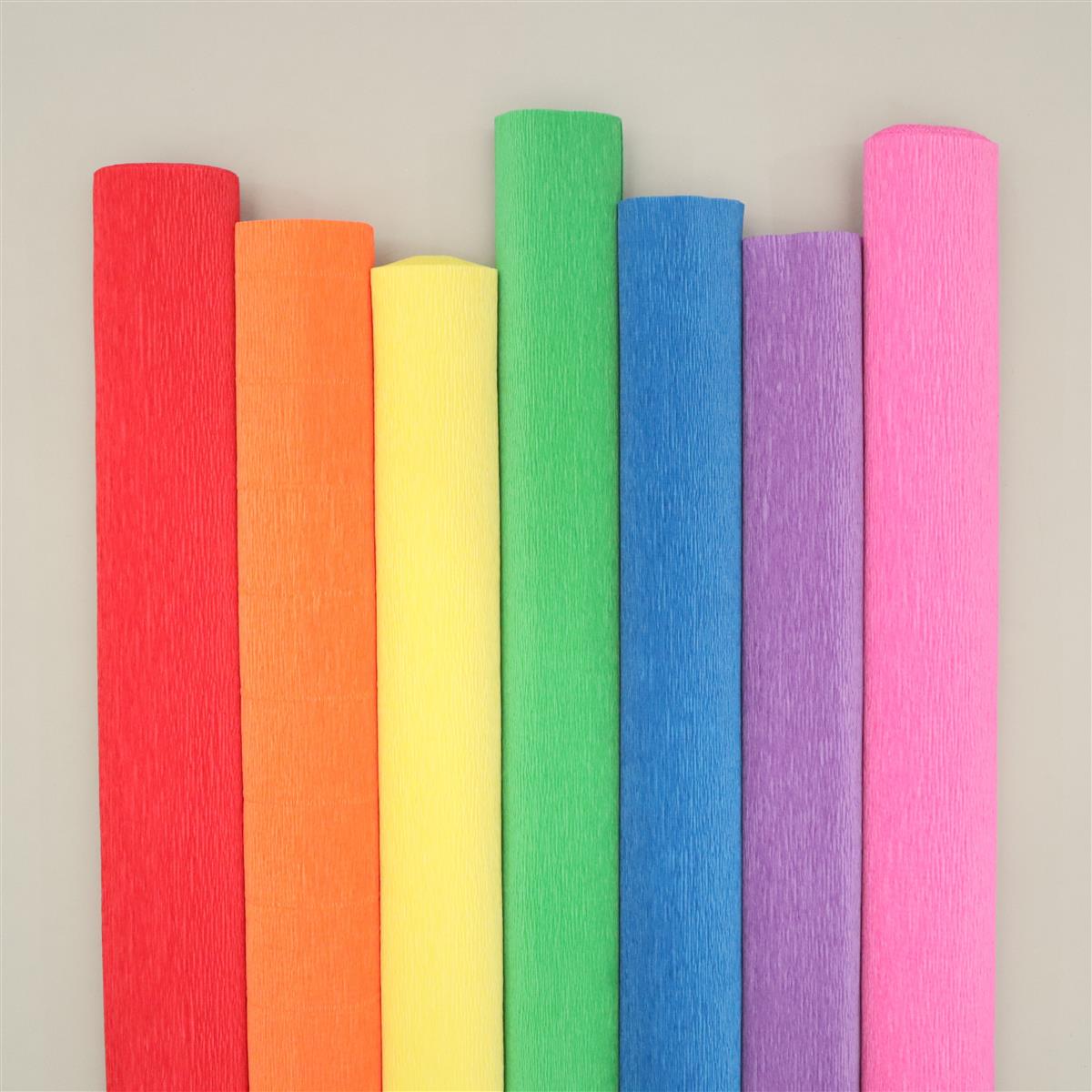The Crafty Lass 180g Italian Crepe Paper Rainbow Bright - 7 Rolls ...