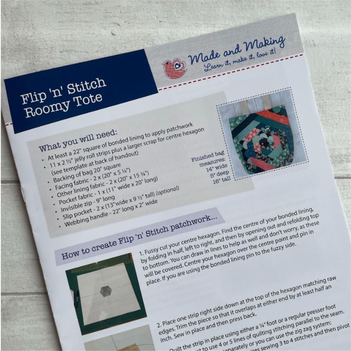 Made and Making Flip & Stitch Roomy Tote Bag Instructions | SewingStreet