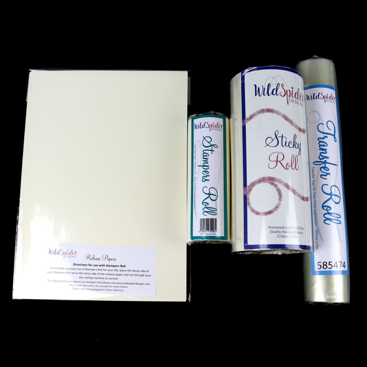 Wild Spider Bundle, inc; Sticky roll, Trf Roll, Stampers Roll & Release ...
