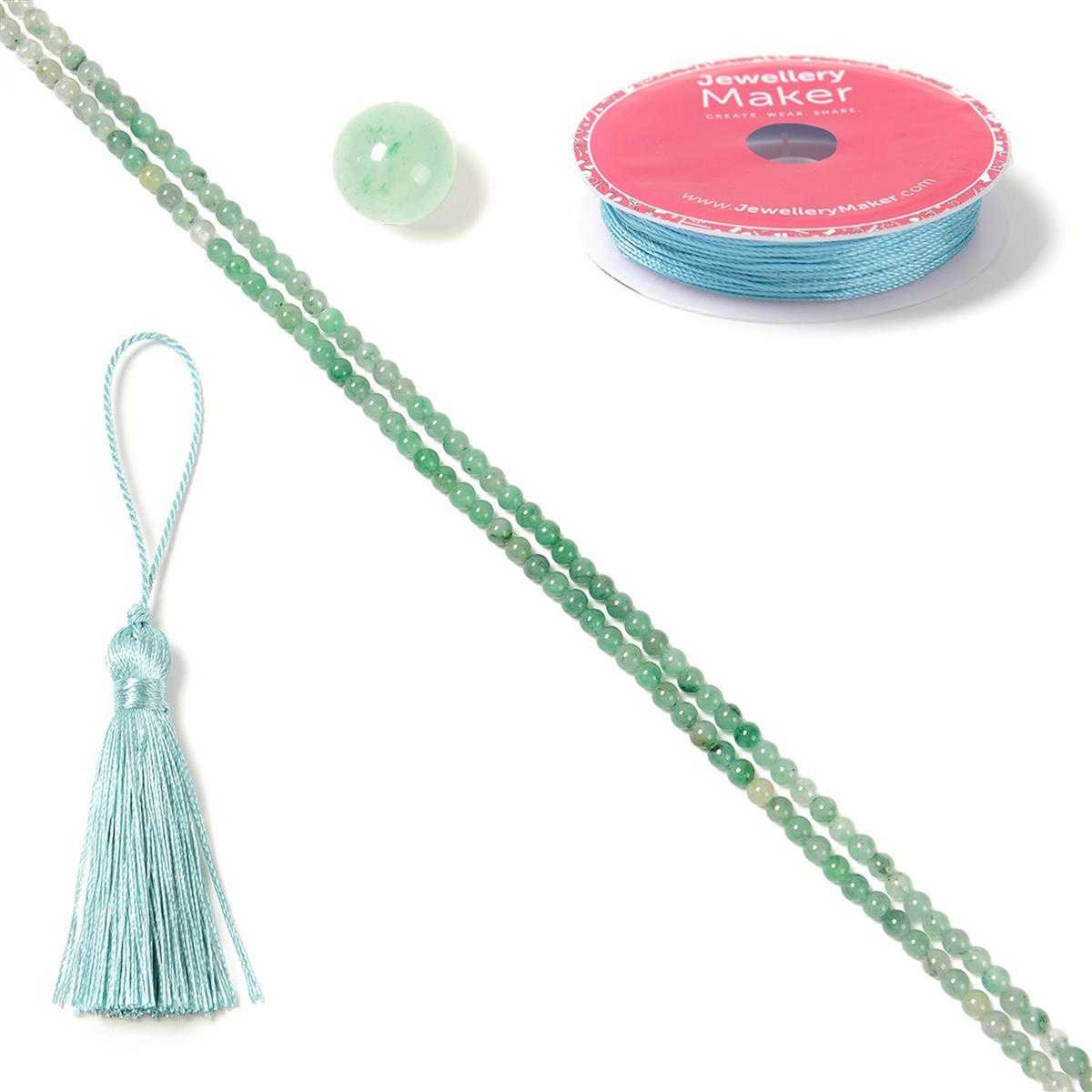 175cts Dulong Jade Mala Necklace Kit, inc Tassel & Satin Cord With ...