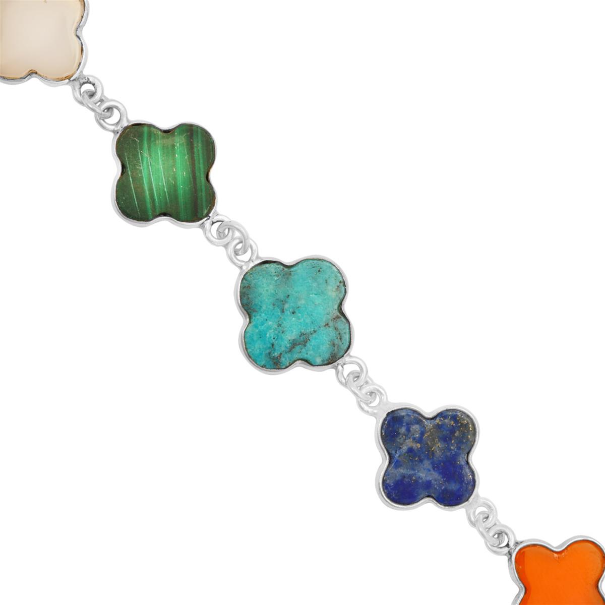 925 Sterling Silver Clover Multi-Gemstone Connectors, 21cts, Approx ...