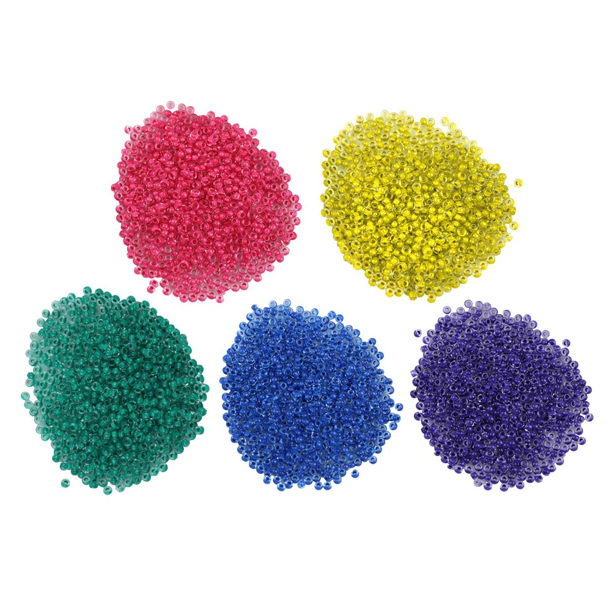 Czech Terra Intensive Lined, 11/0 Seed Beads, Blue, Pink, Green & Purple With Downloadable ...