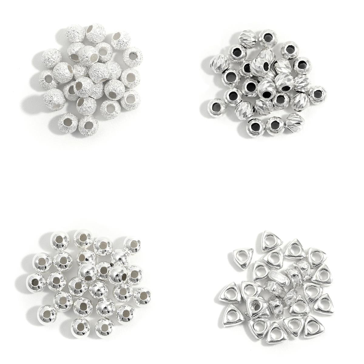 925 Sterling Silver Spacer Beads, 4 Designs, Approx 3mm, 100pcs ...