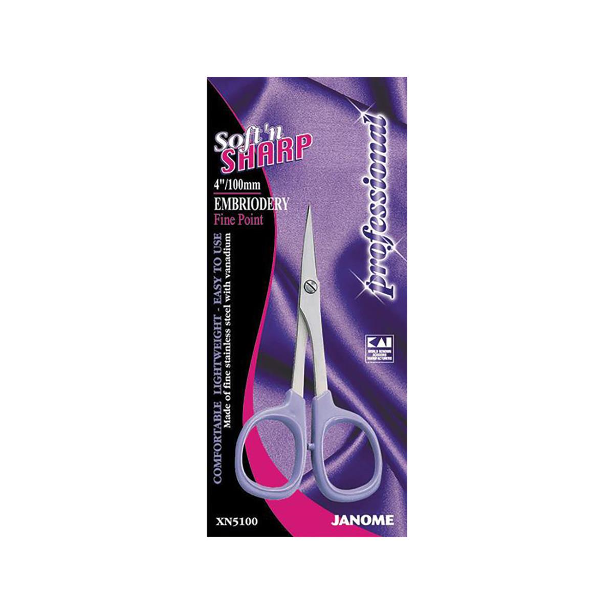 Janome Elna Professional Soft & Sharp Finepoint Embroidery Scissors ...