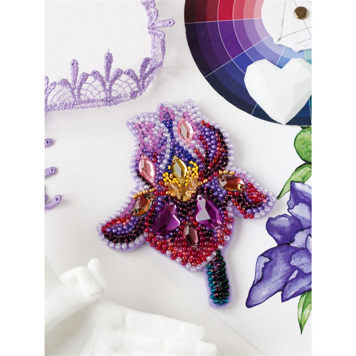 Abris Art. Amethyst Iris Brooch Beading Kit | SewingStreet