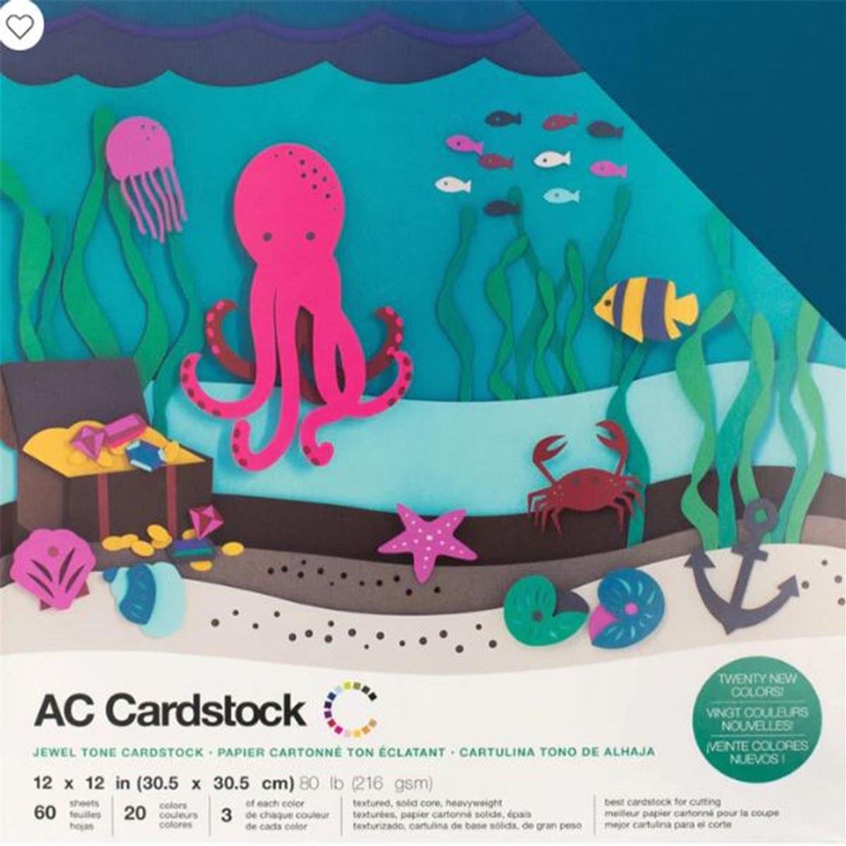 American Crafts Card Stock 12x12 Jewel, 60 Sheets, 216gsm | HobbyMaker