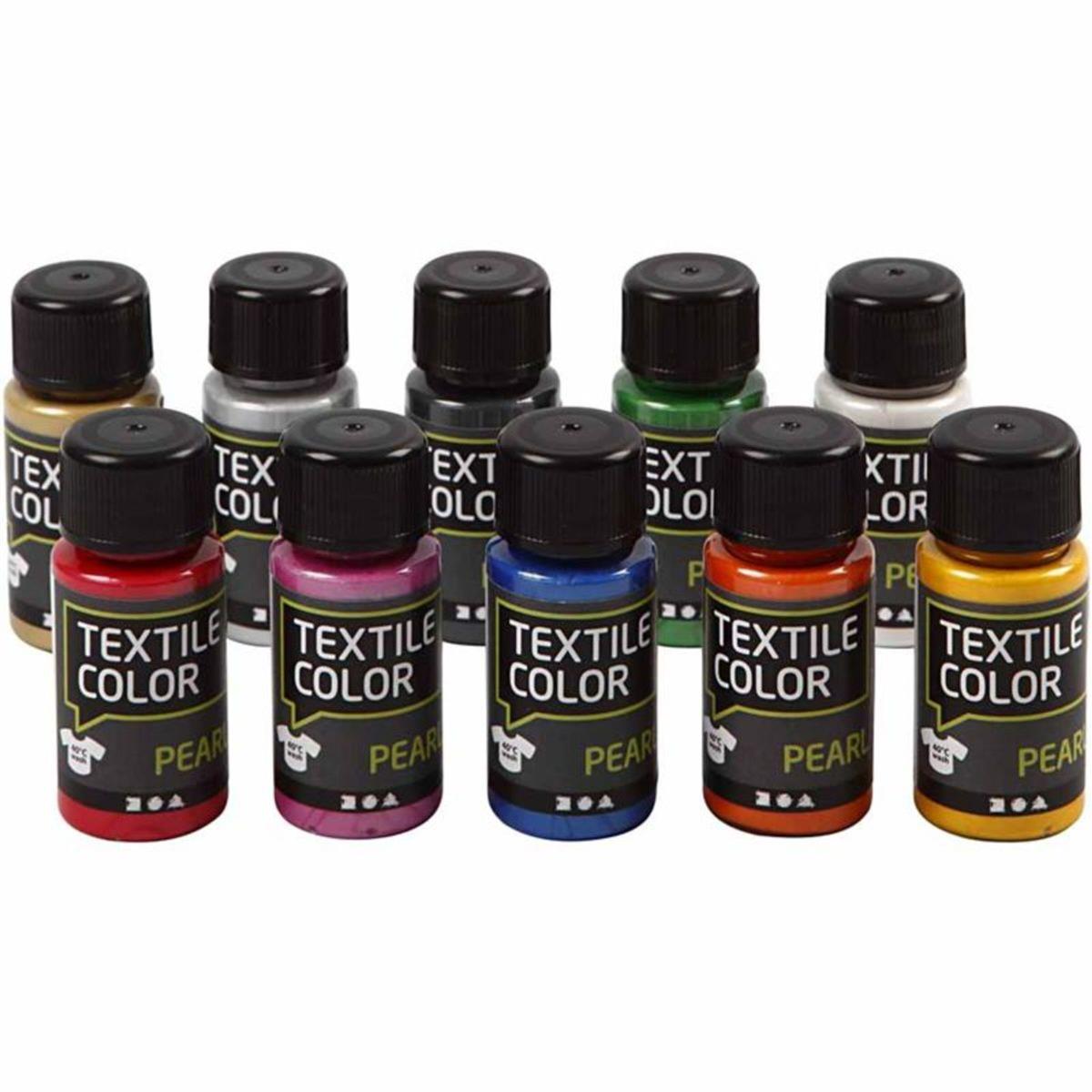 Textile Color Paint, assorted colours, mother of pearl, 10x50 ml/ 1 ...