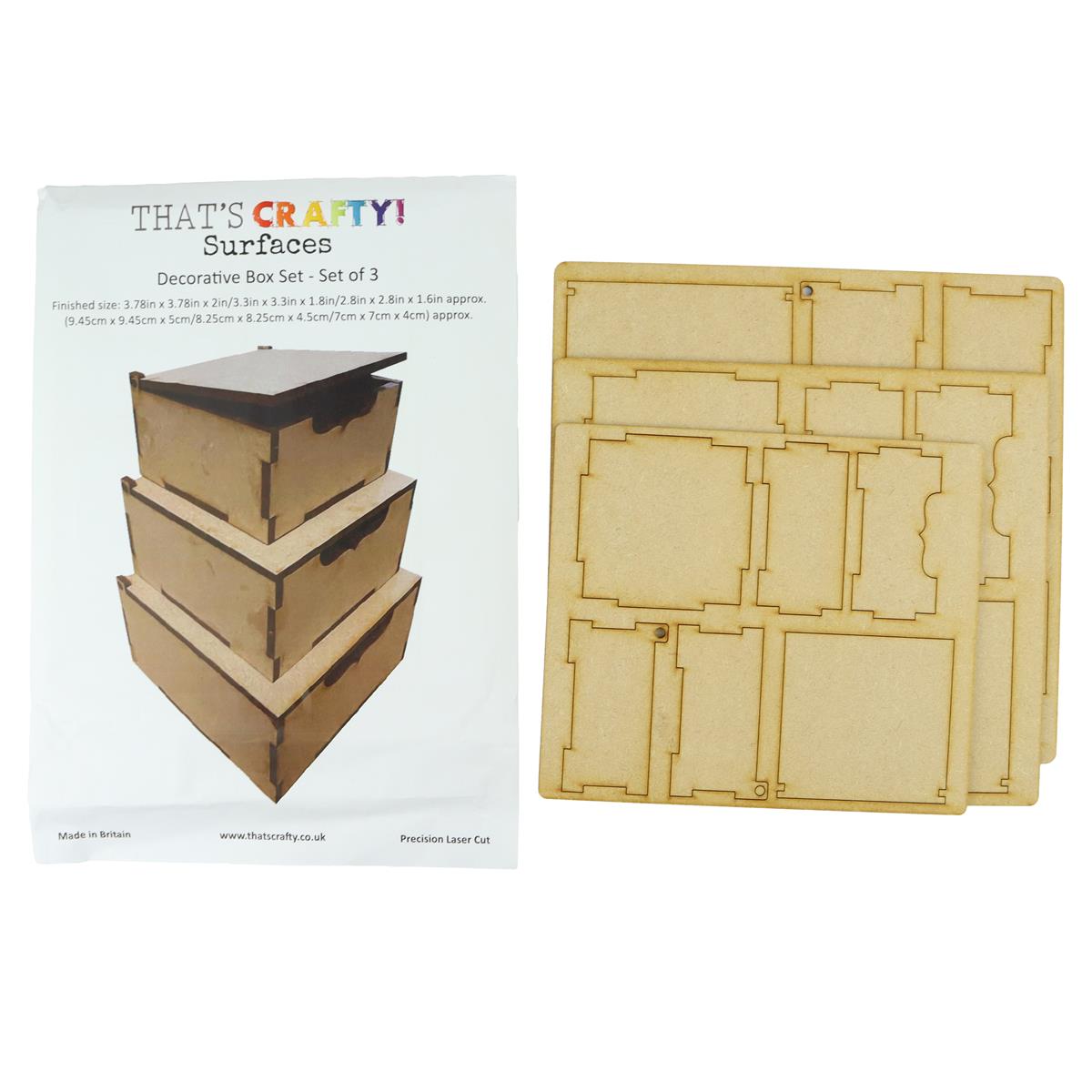 That's Crafty! Surfaces MDF Decorative Boxes - Set of 3 | HobbyMaker