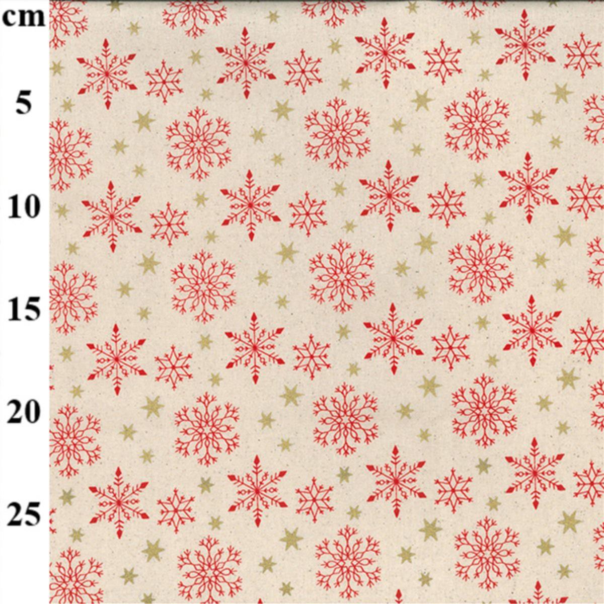 100% Cotton Red Snowflake Fabric 0.5m | SewingStreet