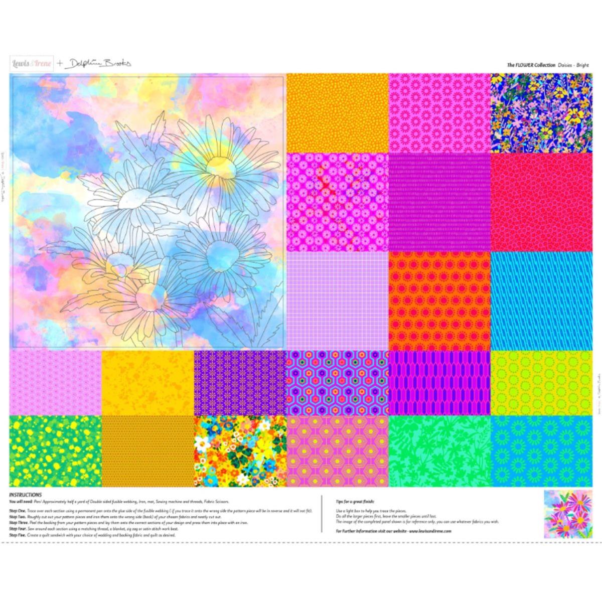 Lewis & Irene Delphine Brooks Flower Collection Daisies Bright Panel 0 ...