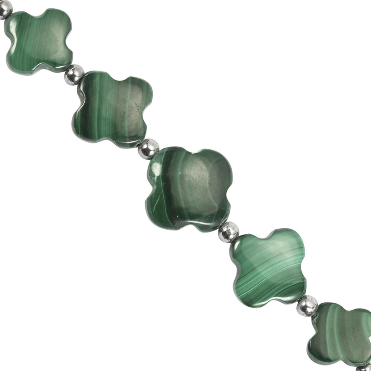 60cts Malachite Clover Carving, Approx 9 to 15mm, 15cm Strands with ...