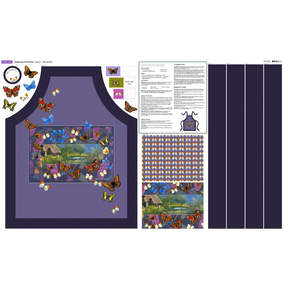 Pollyanna Pickering Butterflies Apron Fabric Panel (140 x 85cm ...