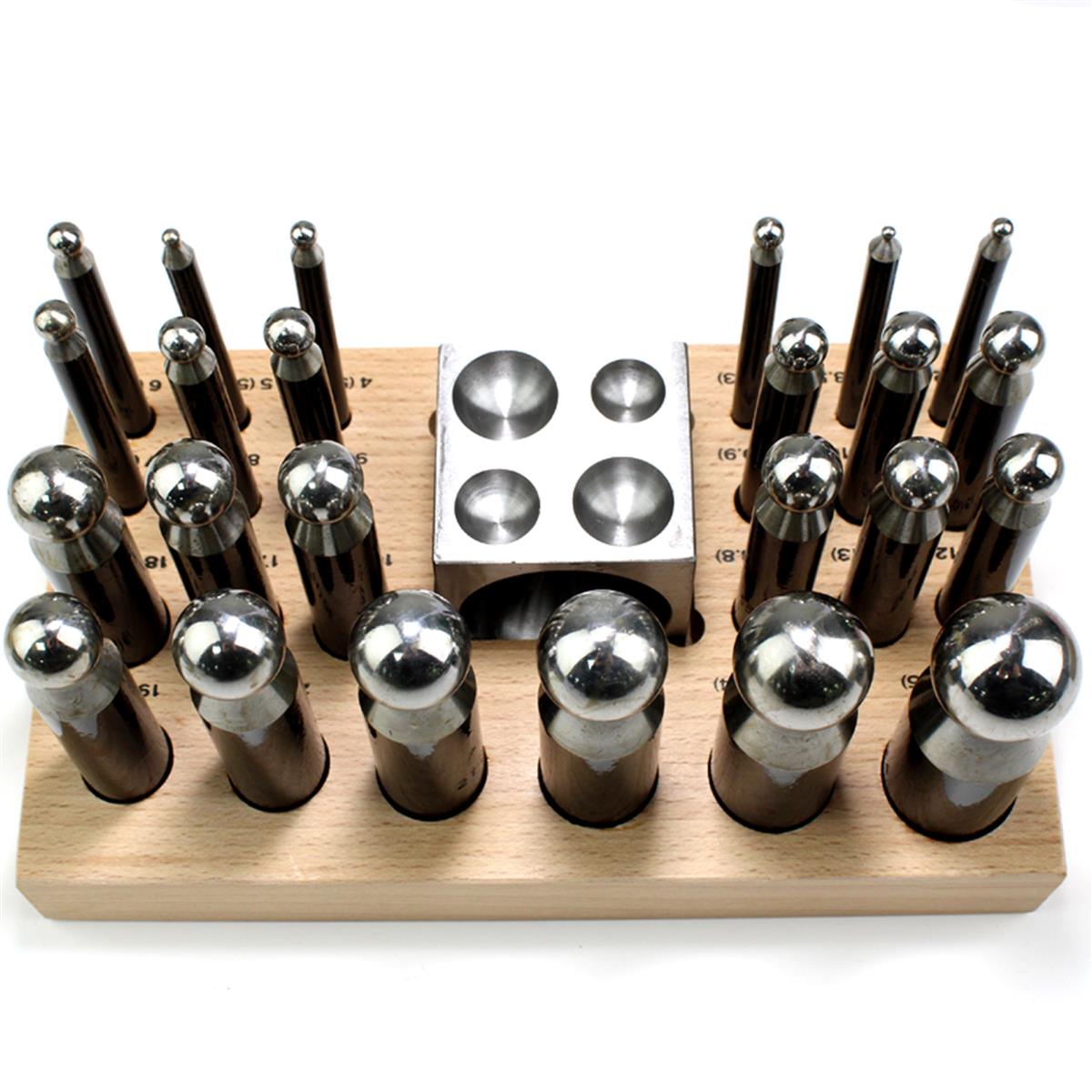 Doming Punch & Doming Block Set of 25pcs on Wooden Base | JewelleryMaker