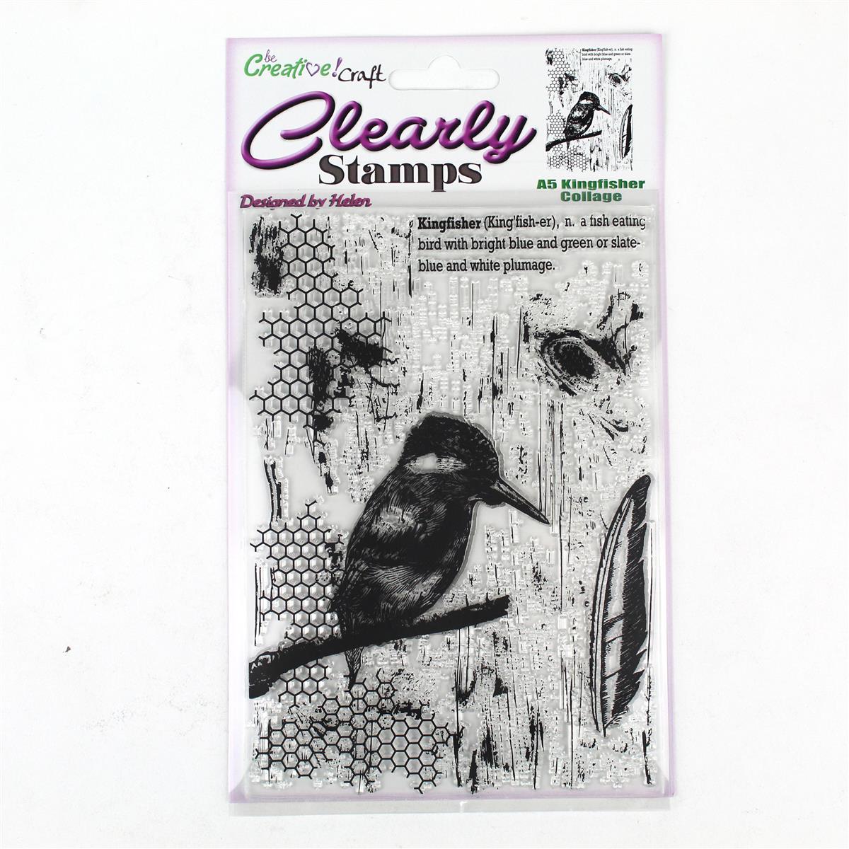Kingfisher collage A5 background stamp | HobbyMaker