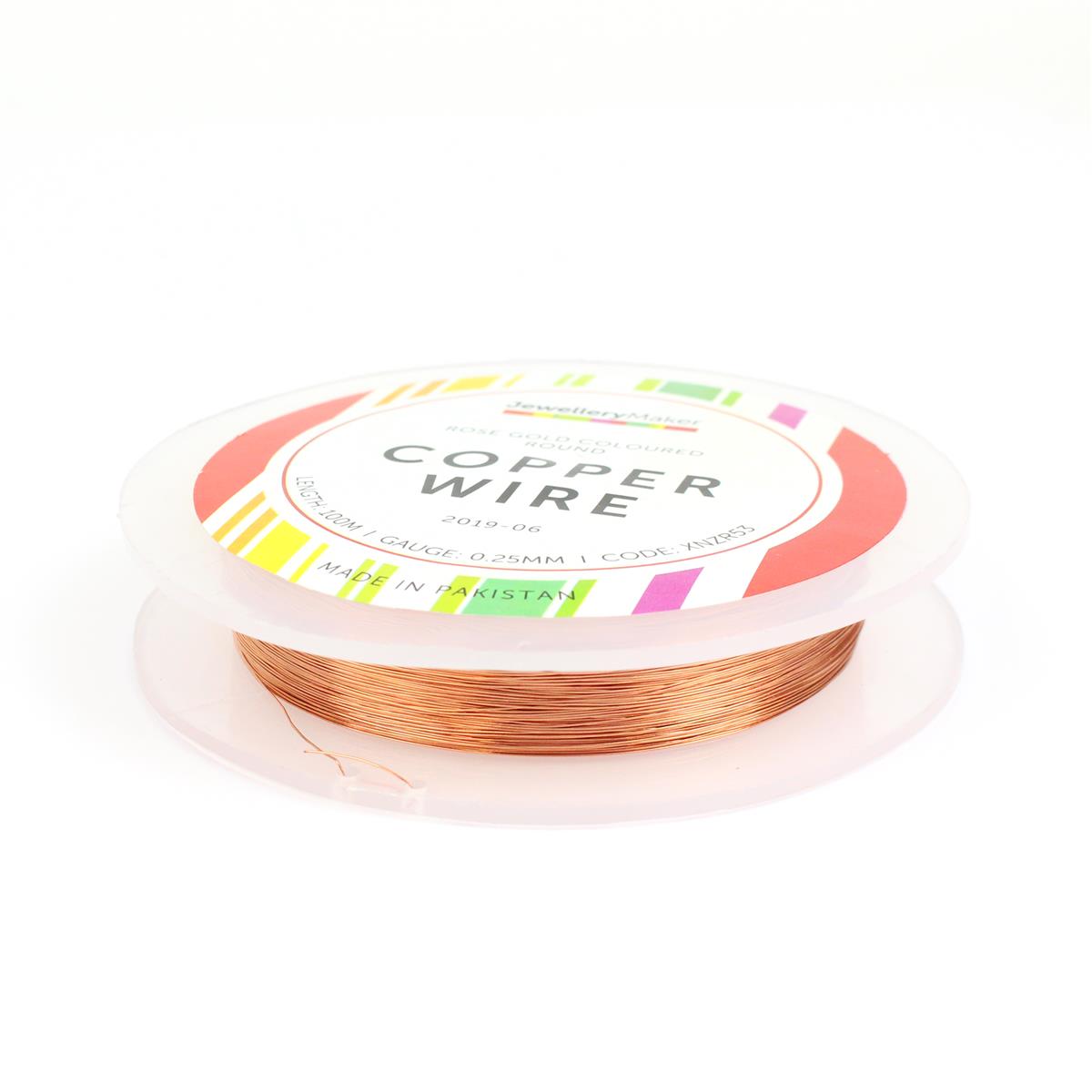 100m Rose Gold Coloured Copper Wire 0.25mm | JewelleryMaker