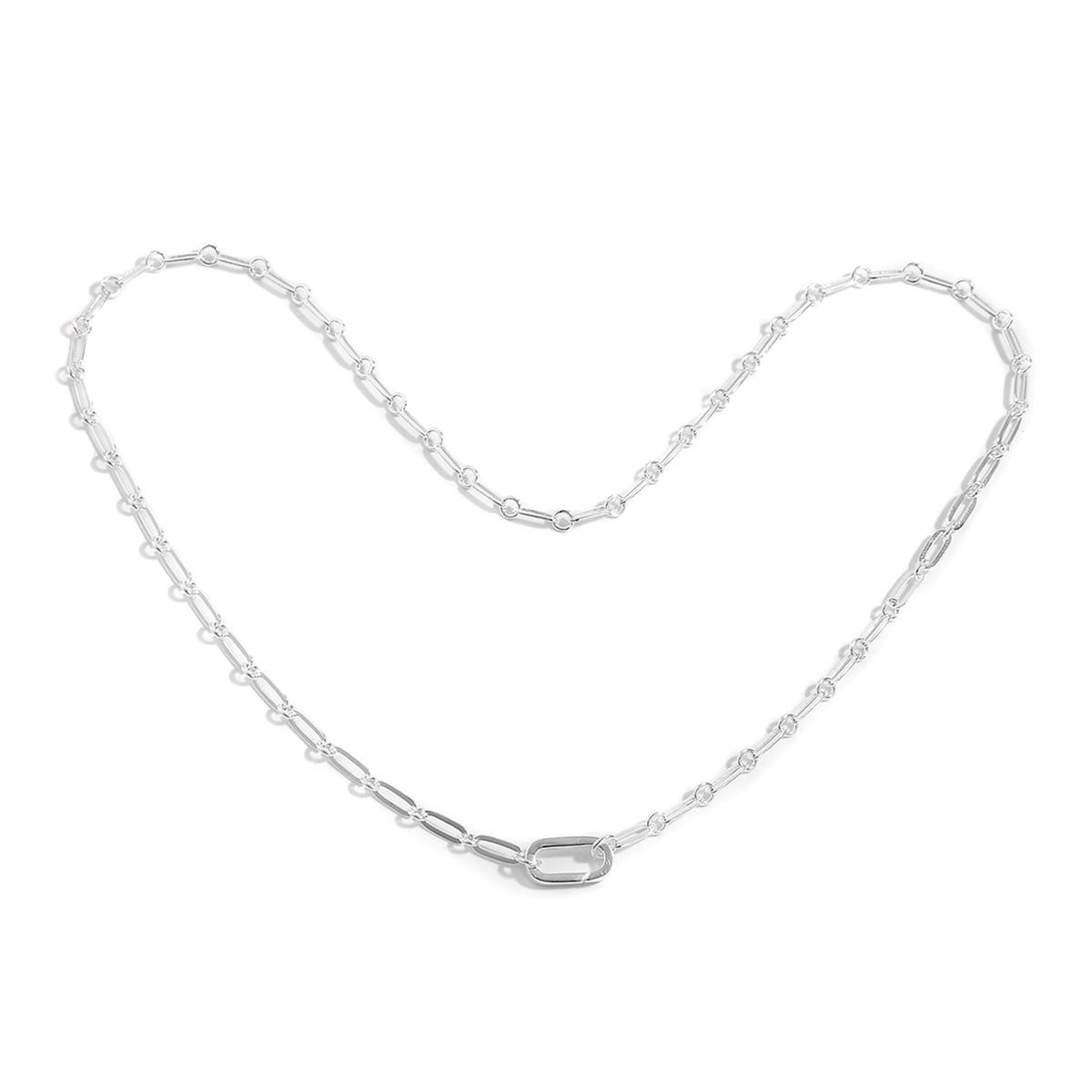 925 Sterling Silver Rectangle Long Link Necklace With Hinged Jump Ring ...