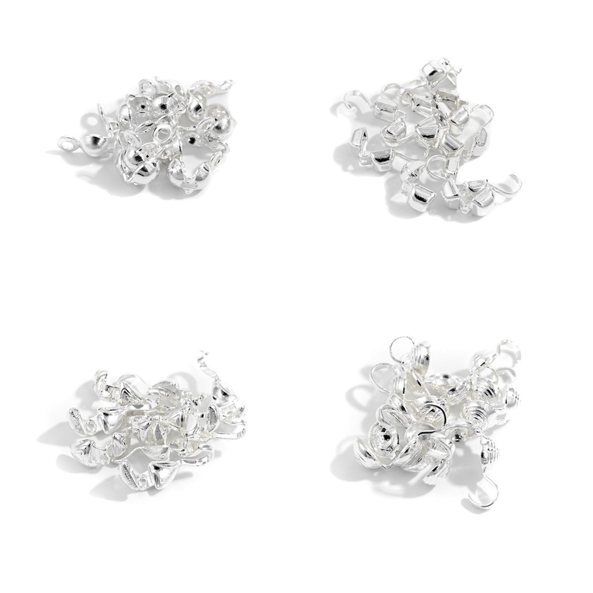 Silver Plated Base Metal Calottes, 40pcs (10xTriangle, 10xSquare ...