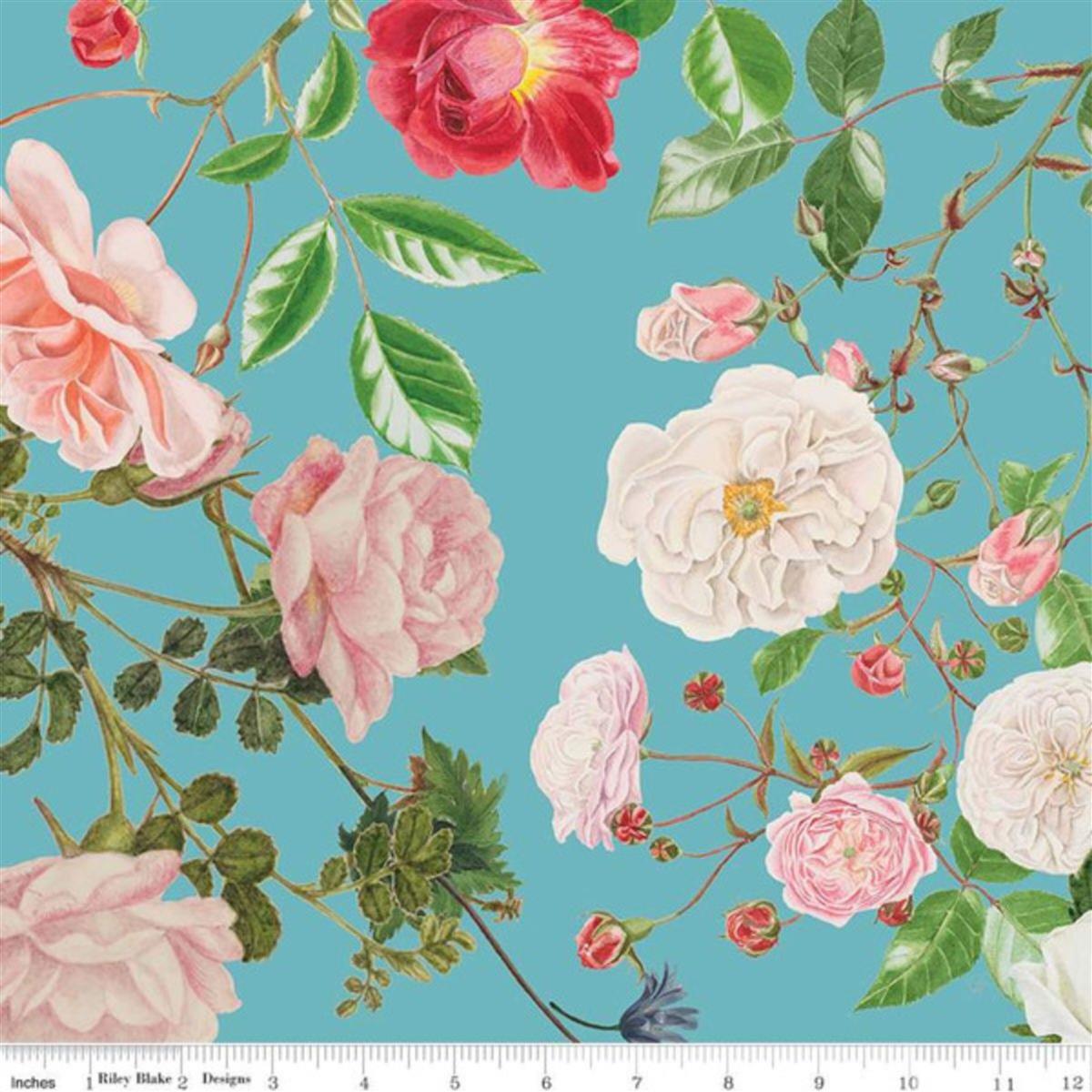 Riley Blake RHS Floral Gardens Collection Roses Sky Extra Wide Backing ...
