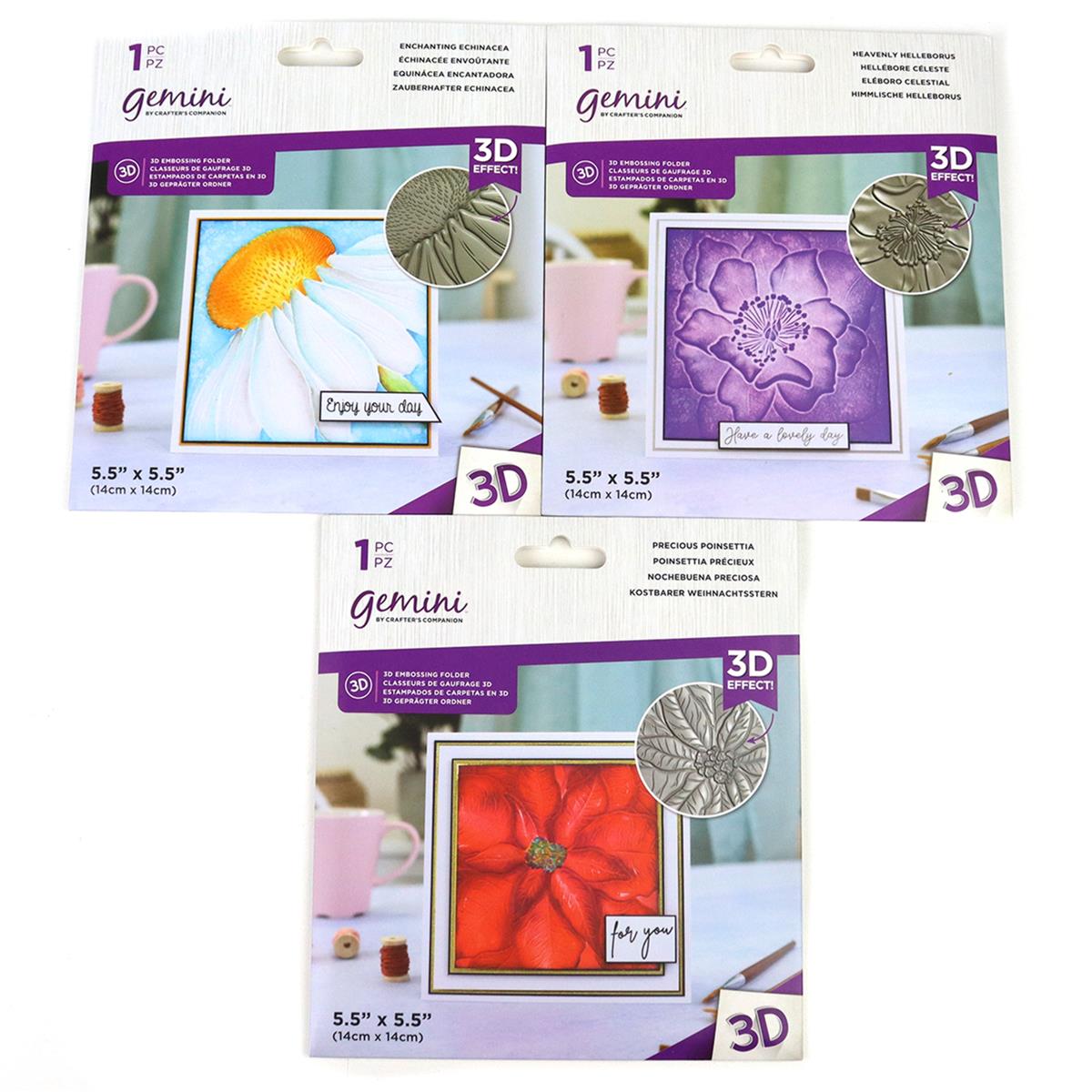 Gemini Macro Floral 3D Embossing Folders 3PC Collection - Echinacea ...
