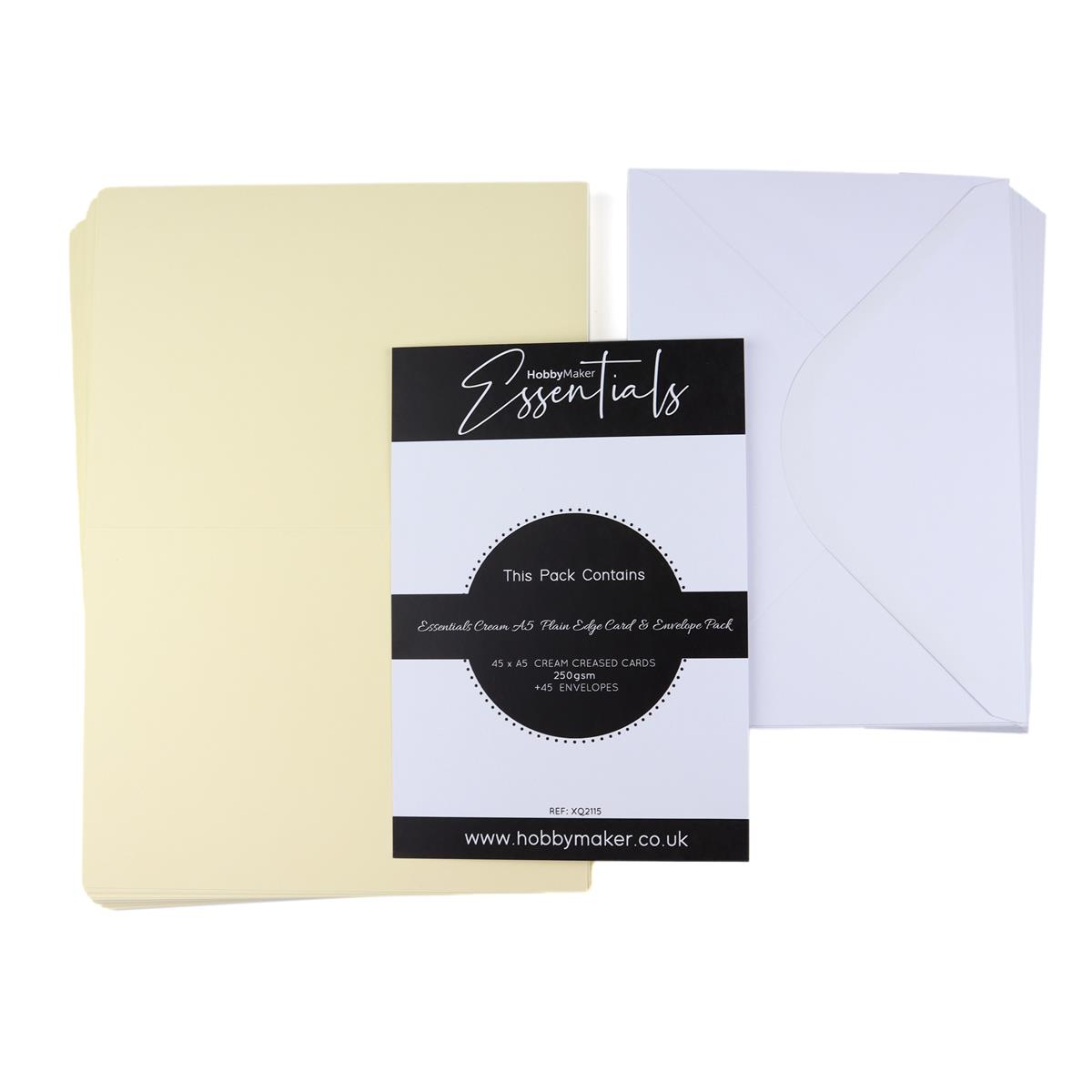 Hobby Maker Essentials Cream 45 x A5 Plain edge cards & Envelopes ...
