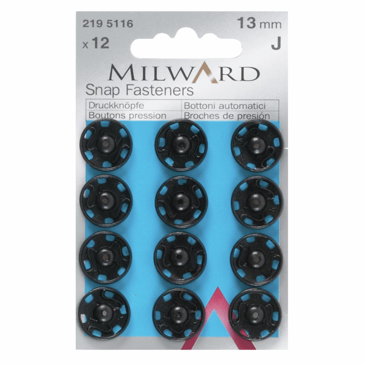 Black 13mm Snap Fasteners 12 Pieces | SewingStreet