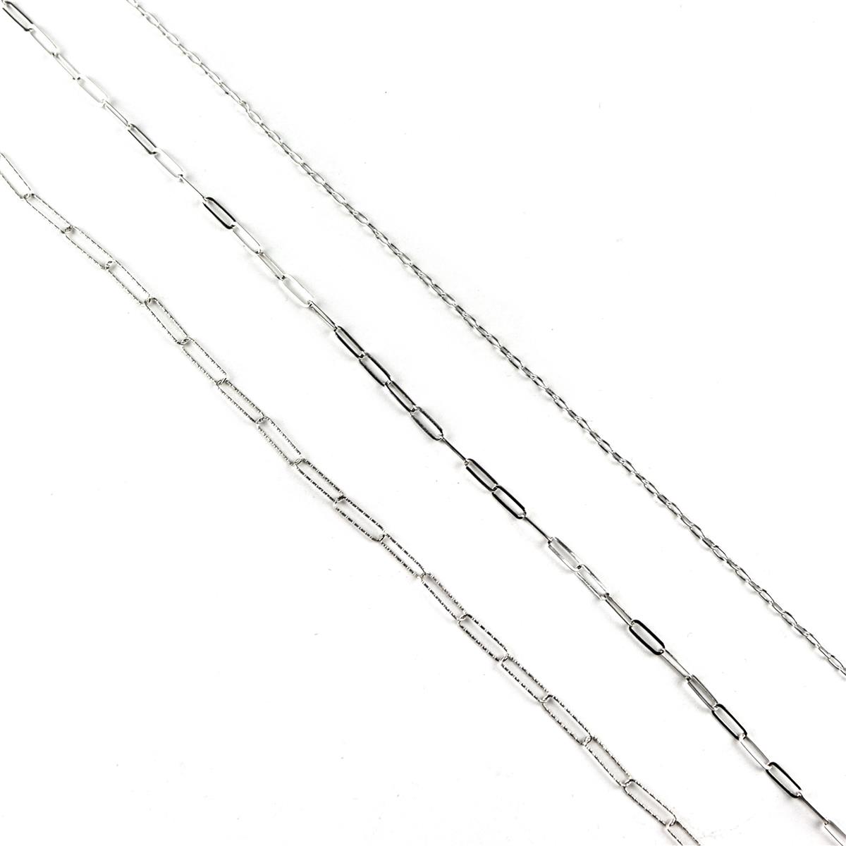 Set of 3 925 Sterling Silver, Long Link Unfinished 50cm Chains ...