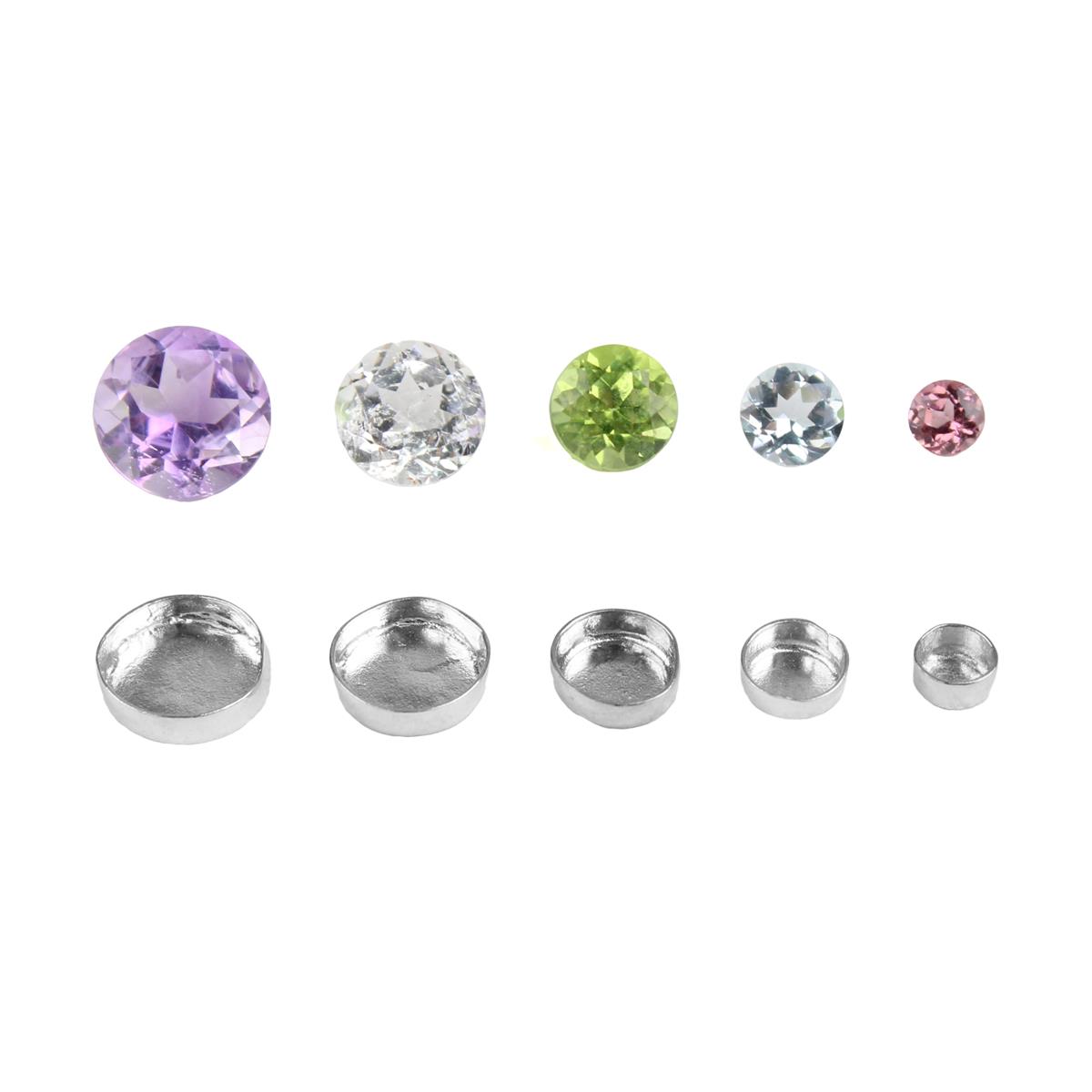 925 Sterling Silver Graduated Tube Bezel Settings & Gemstones ...