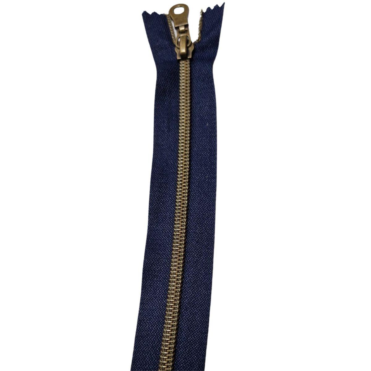 Brass Teeth Zip Navy 35.5cm (14) Size 5 | SewingStreet