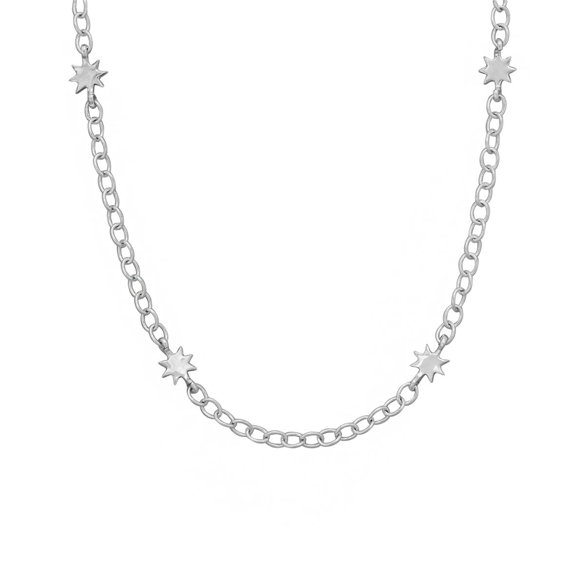 925 Sterling Silver Cable Chain with Star Connector,18inch with lock 6x ...