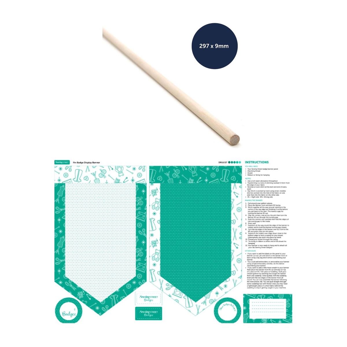 Exclusive Sewing Street Green Pin Badge Banner Kit: Fabric Panel (70cm ...