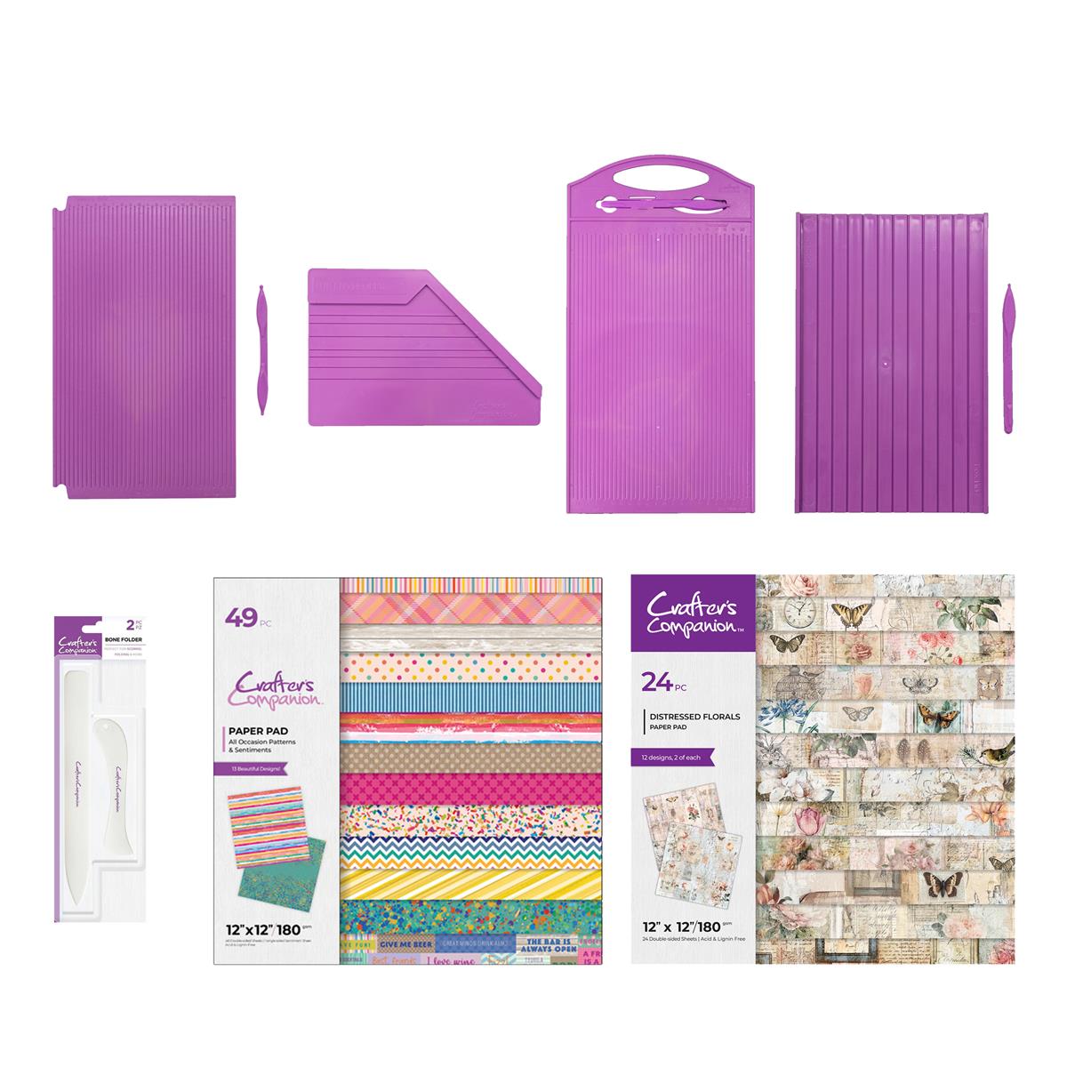 Crafters Companion - Scoreboard Triple Pack & 12x12 Paper Pad Duo ...