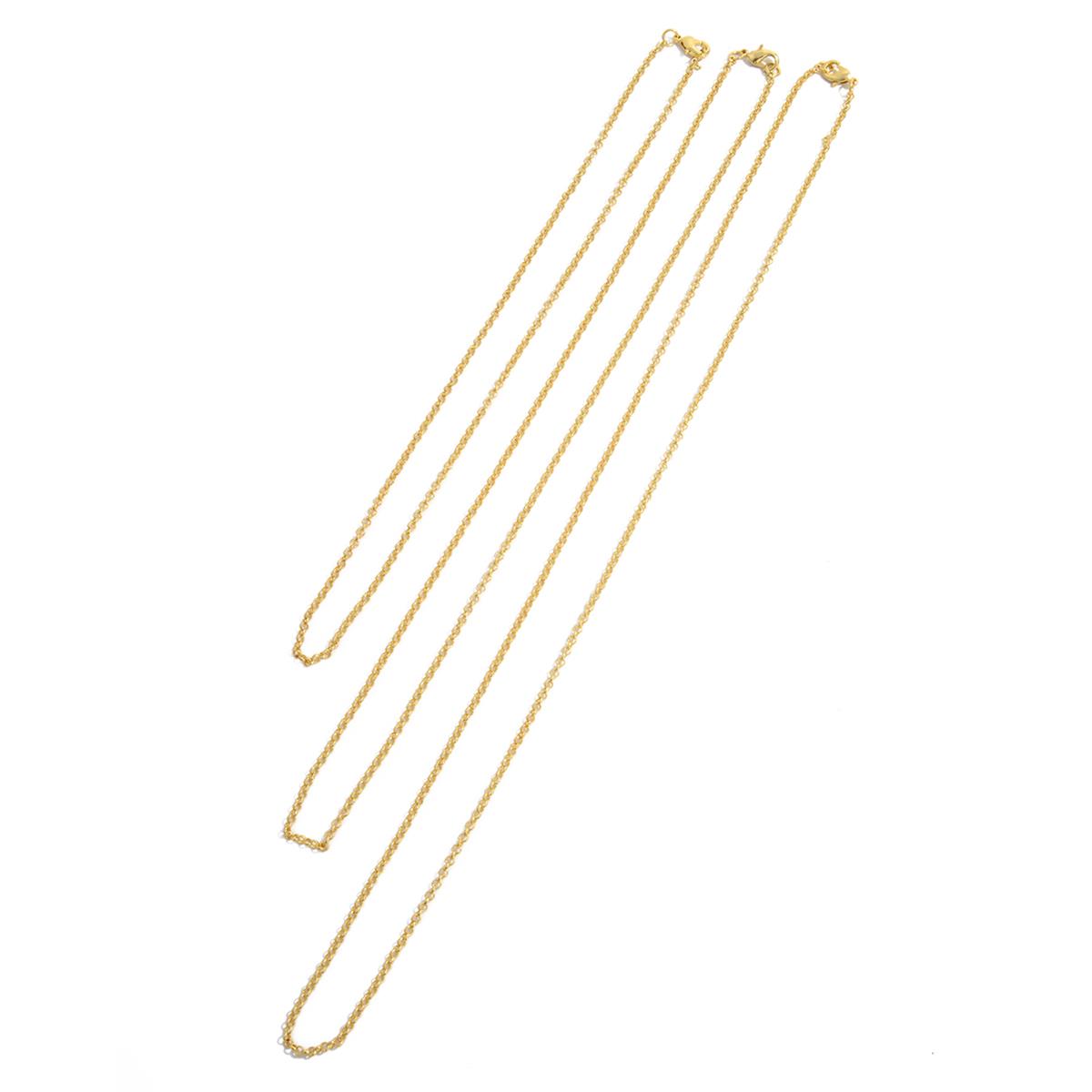 3x Gold Plated Base Metal Chains in 18”, 22”, 26” | JewelleryMaker