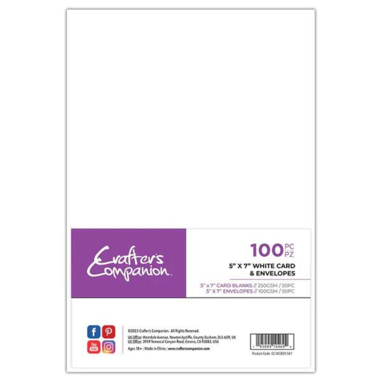 Crafter's Companion - 5x7 White Card & Envelopes 100pc | HobbyMaker