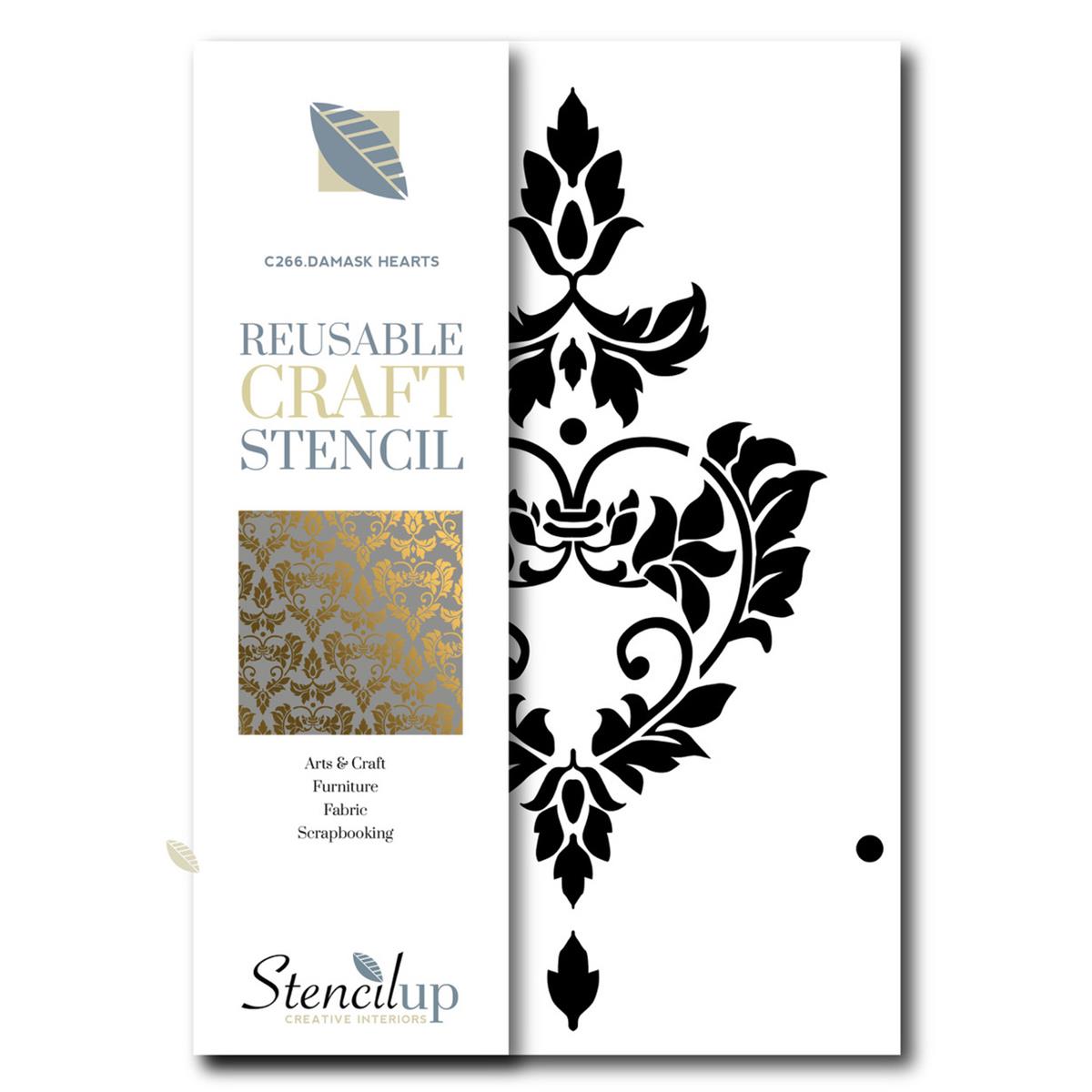 Stencil Up Damask Hearts A5 stencil | HobbyMaker