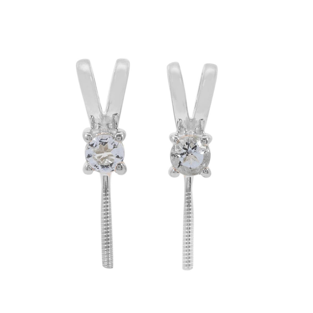 925 Sterling Silver Rabbit Bail Peg With 0.28cts Aquamarine (2pcs ...
