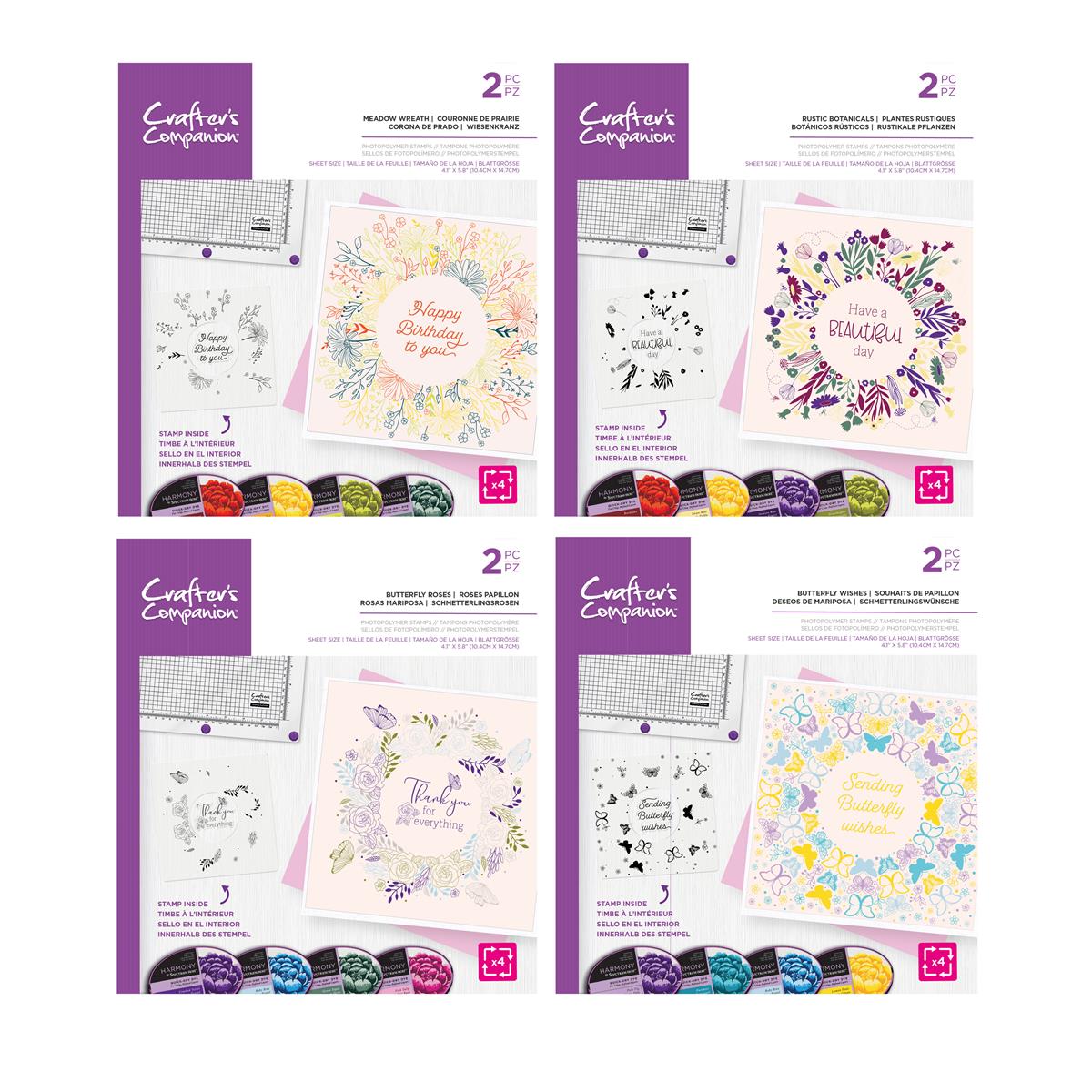 Crafter's Companion Background Rotation Stamp 4PC Complete Collection ...