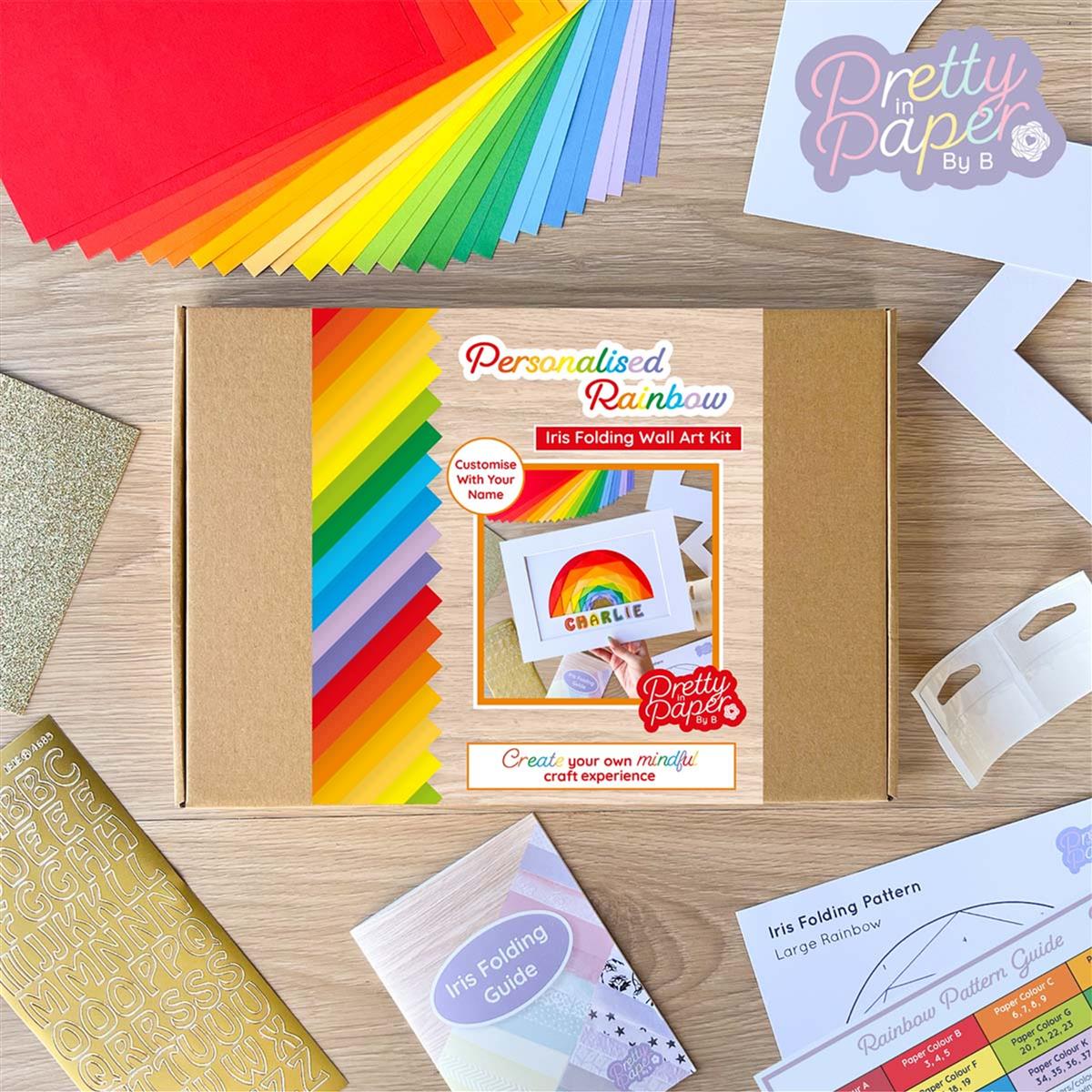 Personalised Rainbow Craft Kit | Beginners Iris Folding Rainbow Art Kit | Wall Art Kit | HobbyMaker