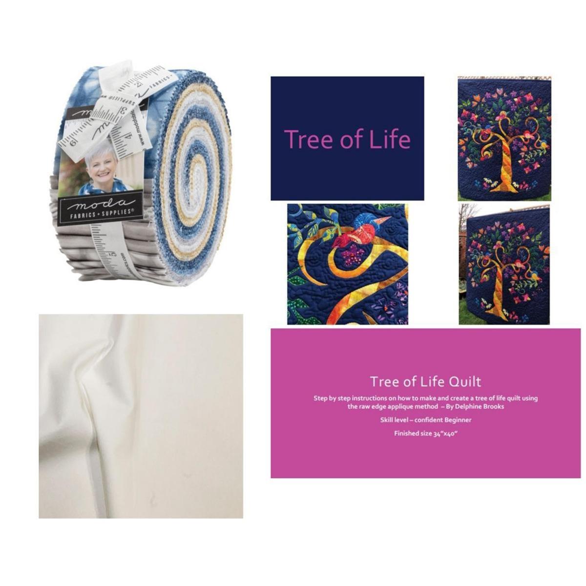 Moda Blue Tochi Tree Of Life Quilt Kit, Instructions, Design Roll ...
