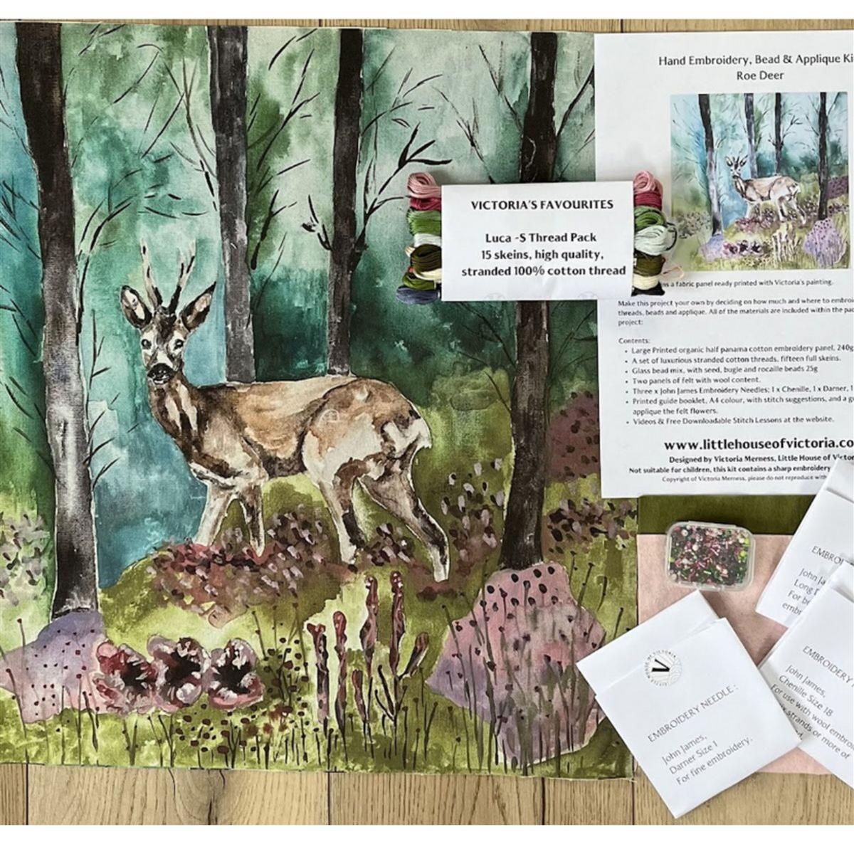 Little House of Victoria Roe Deer Hand Embroidery and Bead Kit ...