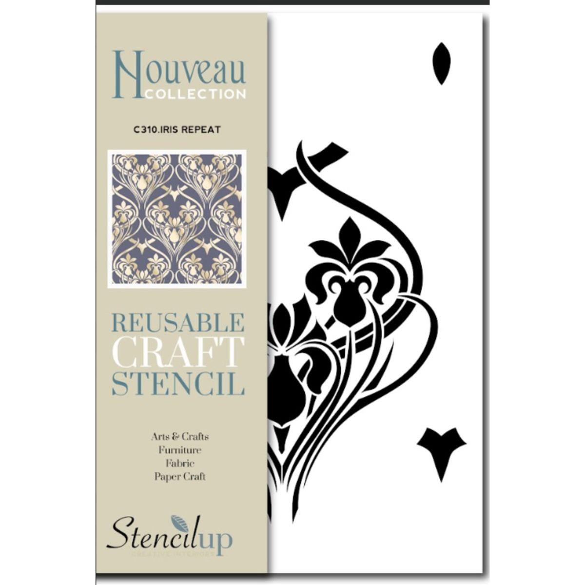 Stencil Up Nouveau Iris Repeat A4 Adhesive-Backed Stencil | SewingStreet