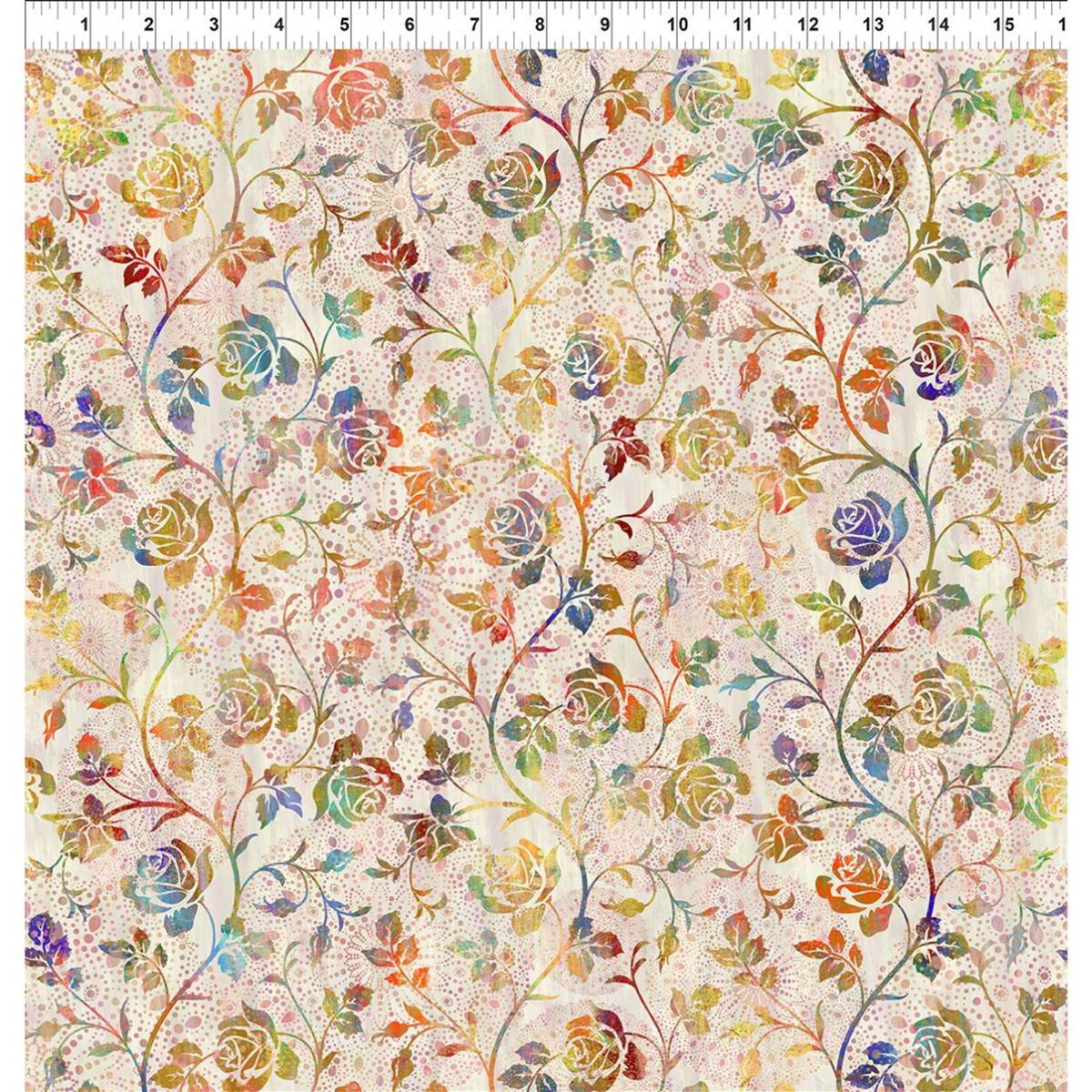 Jason Yenter Halcyon II Collection Floral Vines Cream Fabric 0.5m | SewingStreet