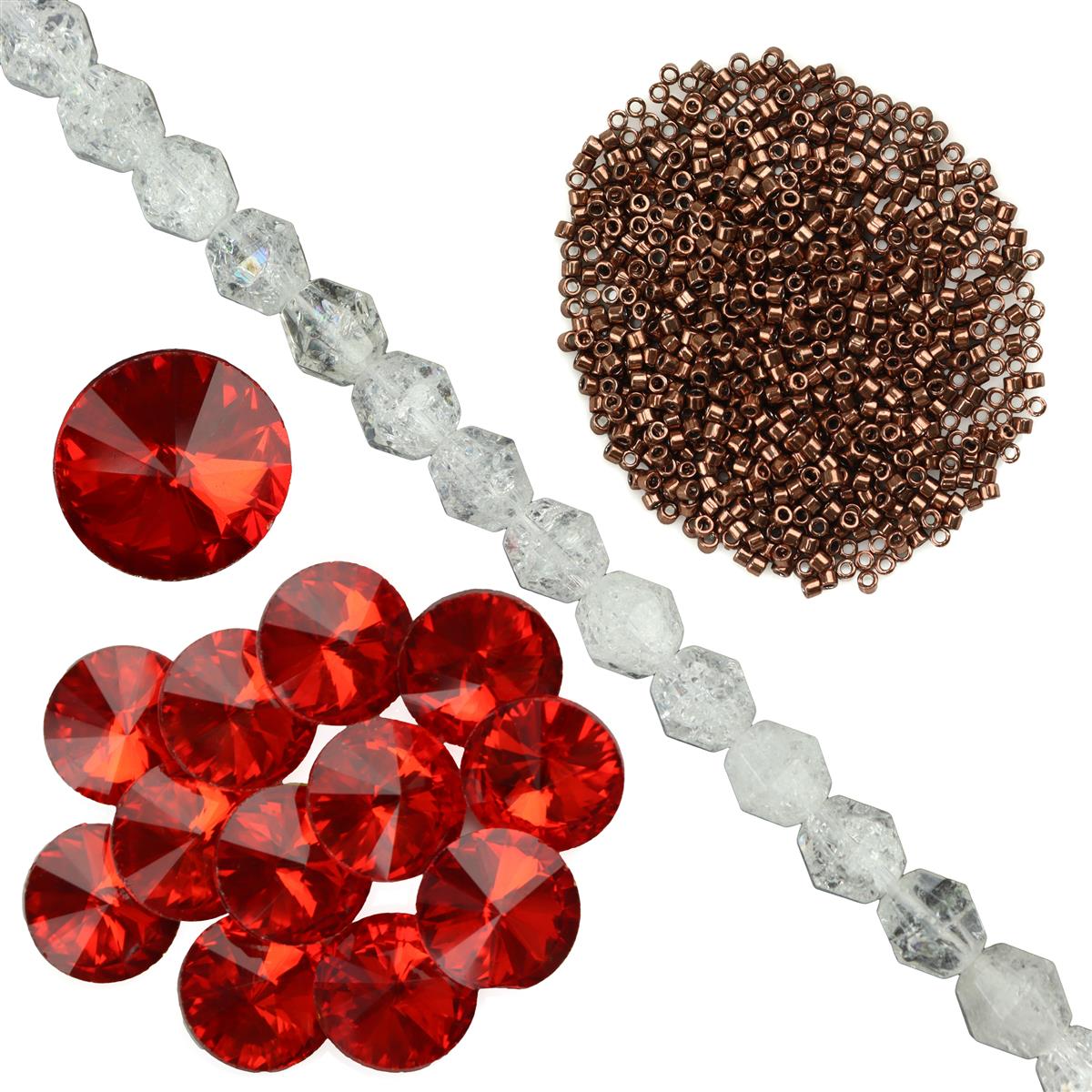 Ruby Glass Rivoli, Clear Quartz & Rose Gold Royal Project With ...